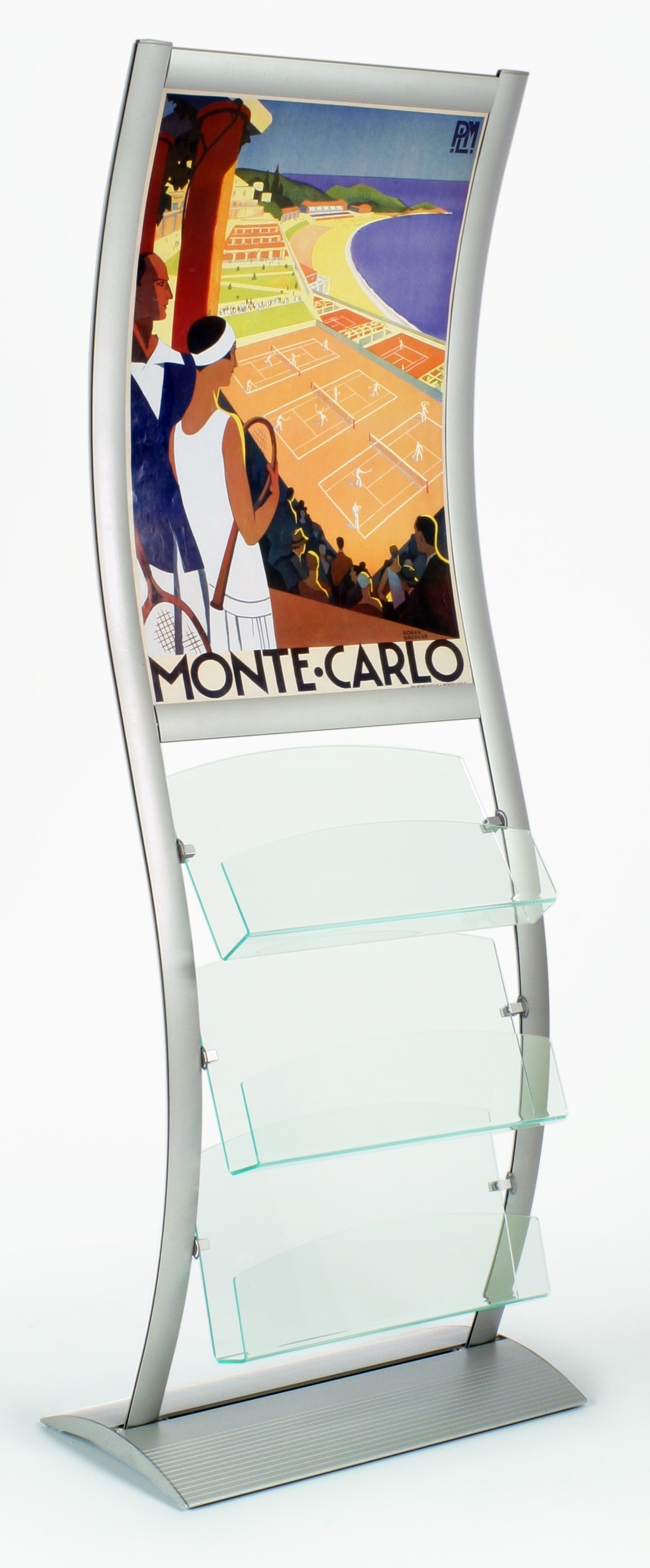Periodical Rack | Professional Brushed Aluminum Curved Design | Displays2Go