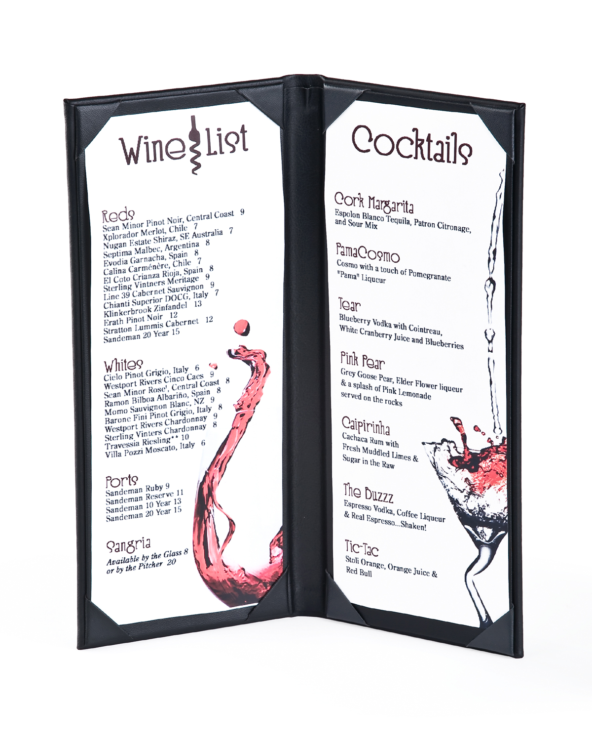 Wine List Covers | Upscale Hardcover Leatherette Menu | Displays2Go