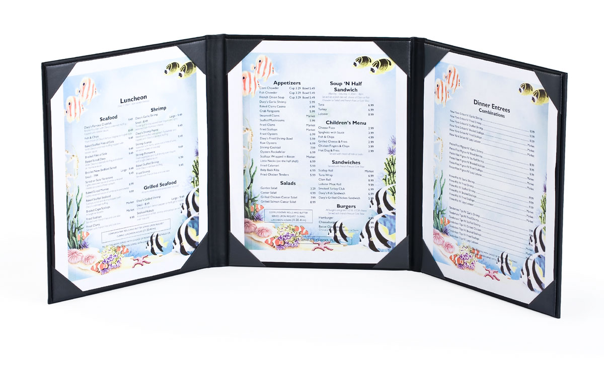 Menu Holders for Restaurants | Tri-Fold Design | Displays2Go