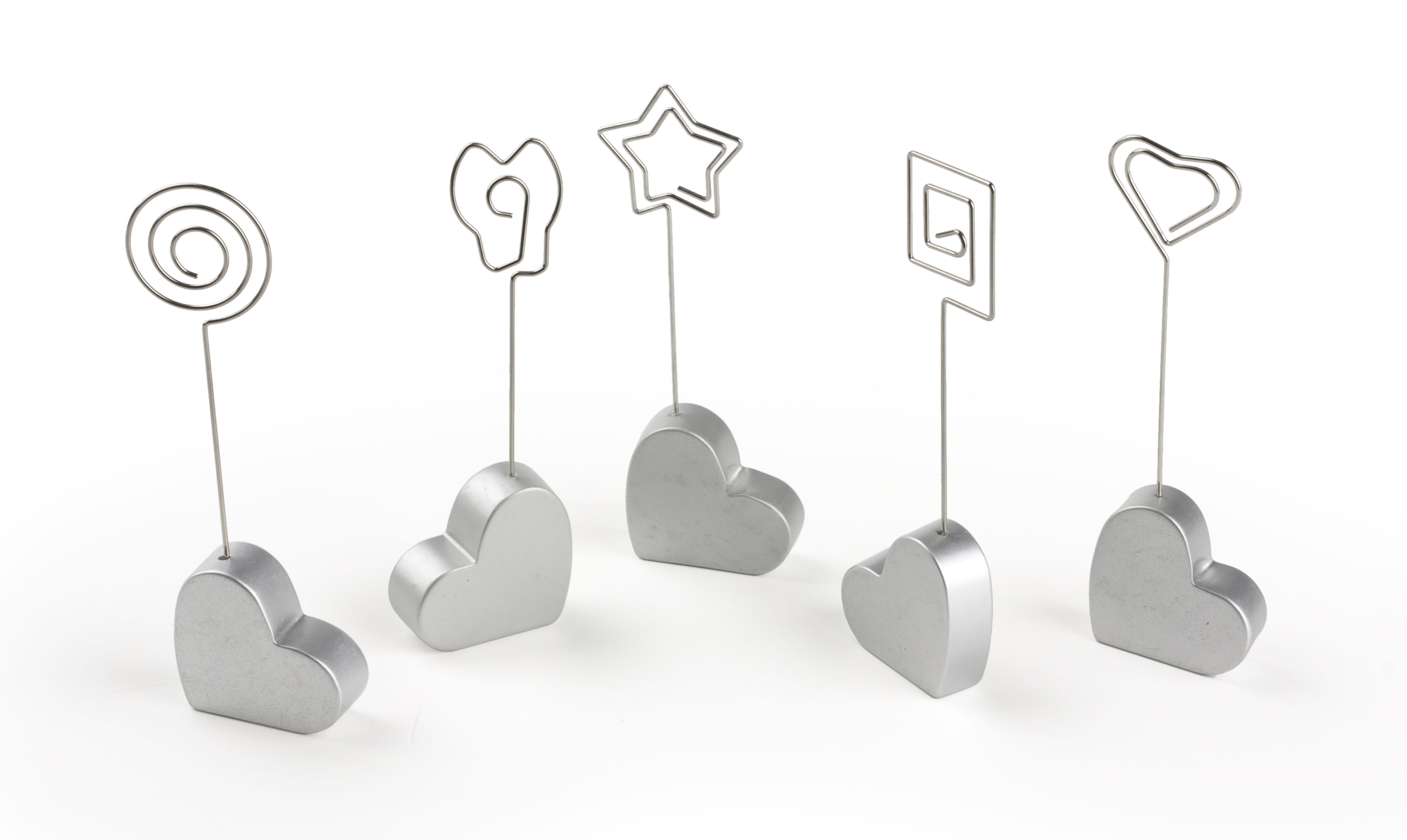 Silver Heart Shaped Photo Clips | Coil Designs | Displays2Go