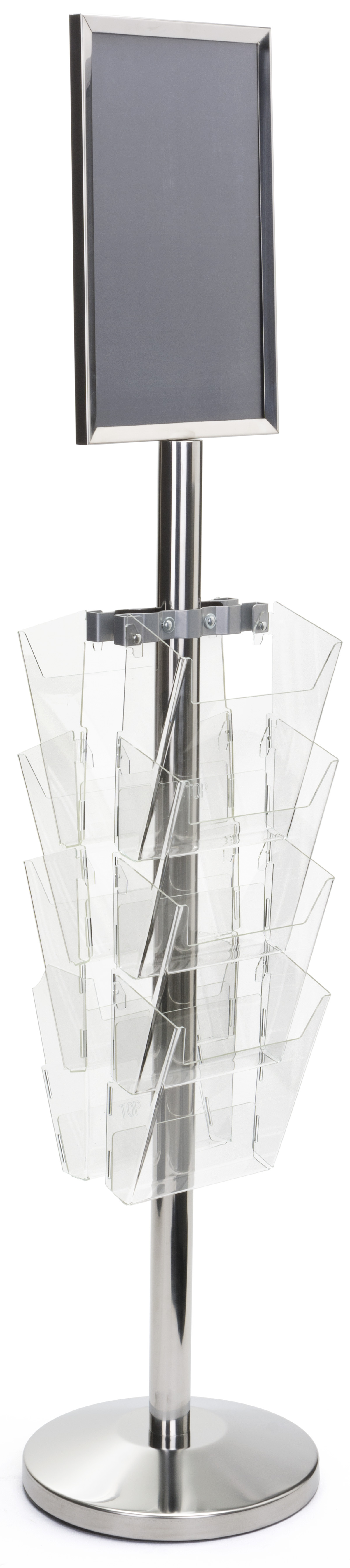 11 x 17 Stanchion Sign with Literature Rack | Chrome Finish | Displays2Go