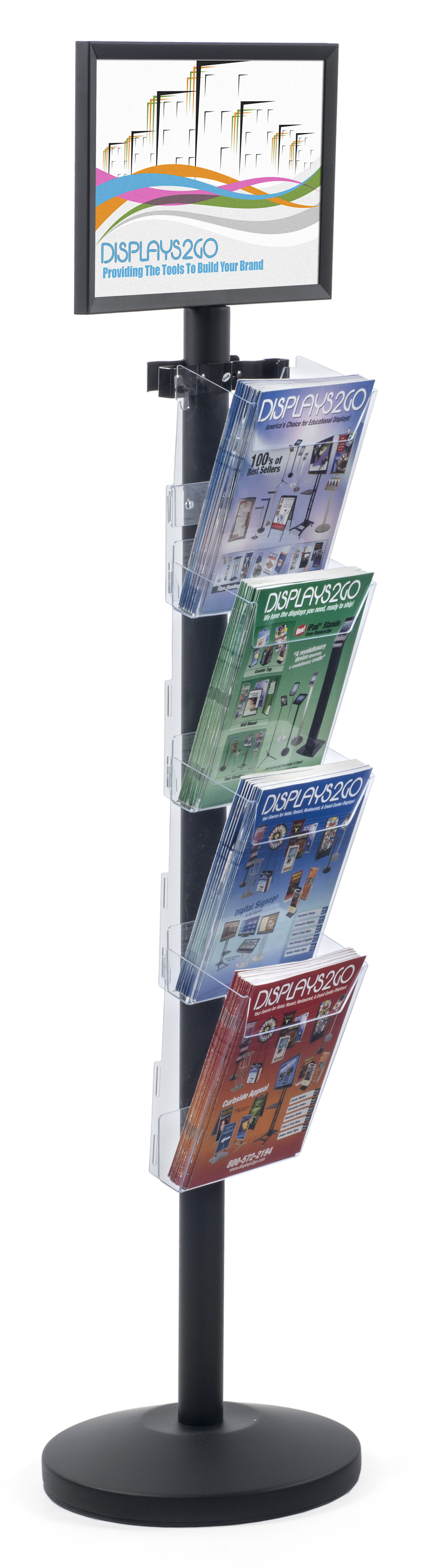17” x 11” Sign Post with 4 Clear Literature Pockets | Displays2Go