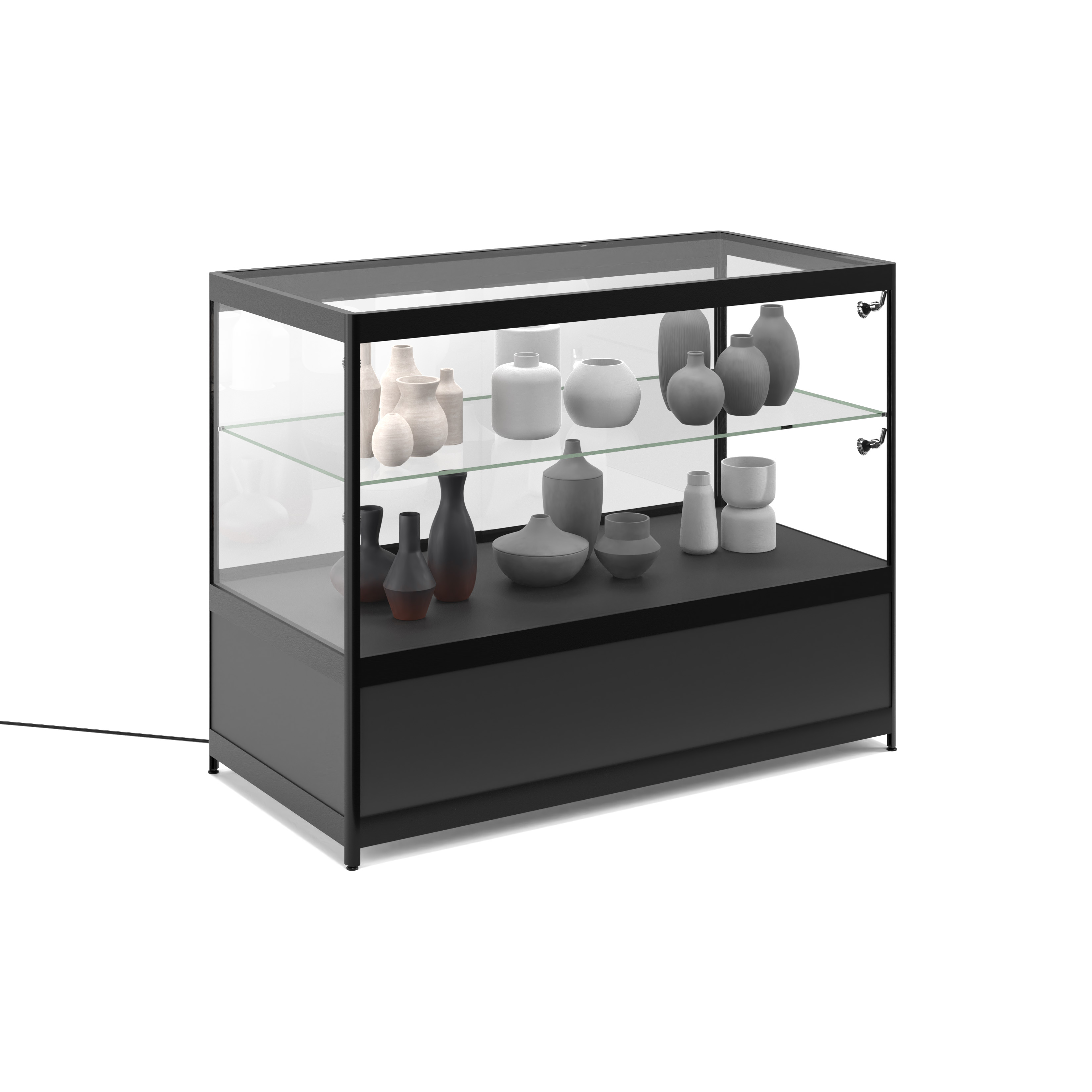 Illuminated Glass Merchandise Counter | Locking Storage Cabinet ...