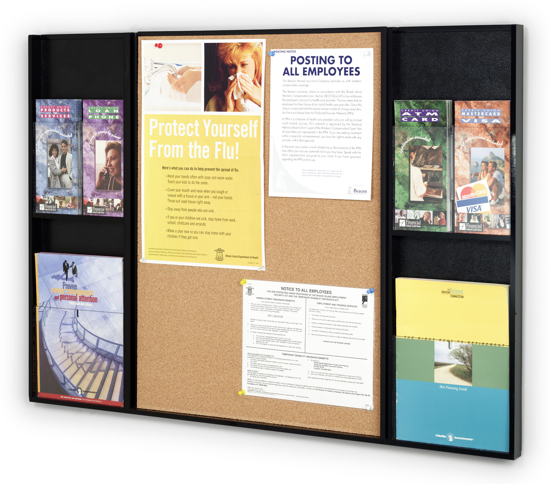 Information Display with Pinnable Cork Board & Pamphlet Pockets ...