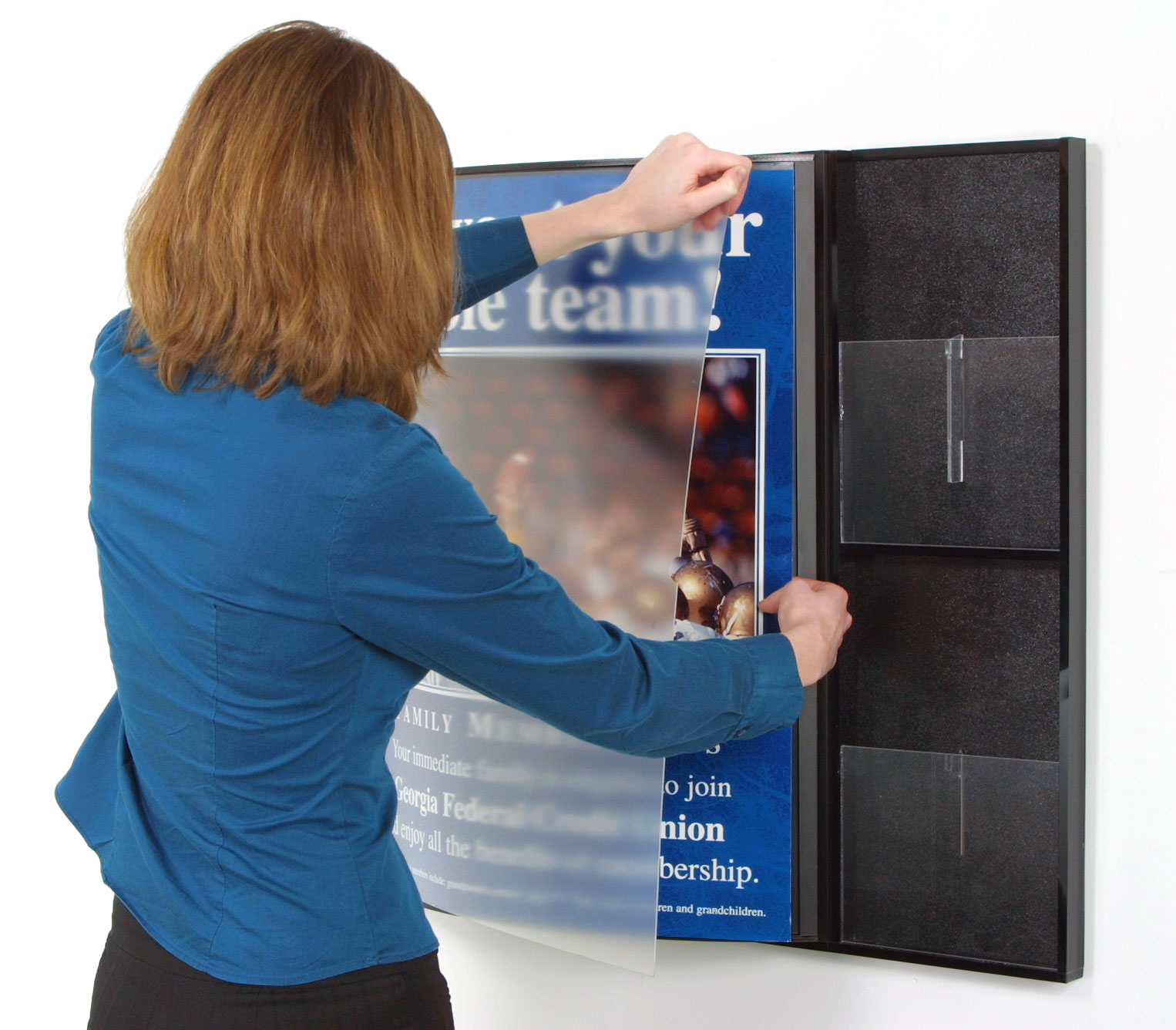 Poster Display Board | Curved Frame with Side Literature Pockets ...