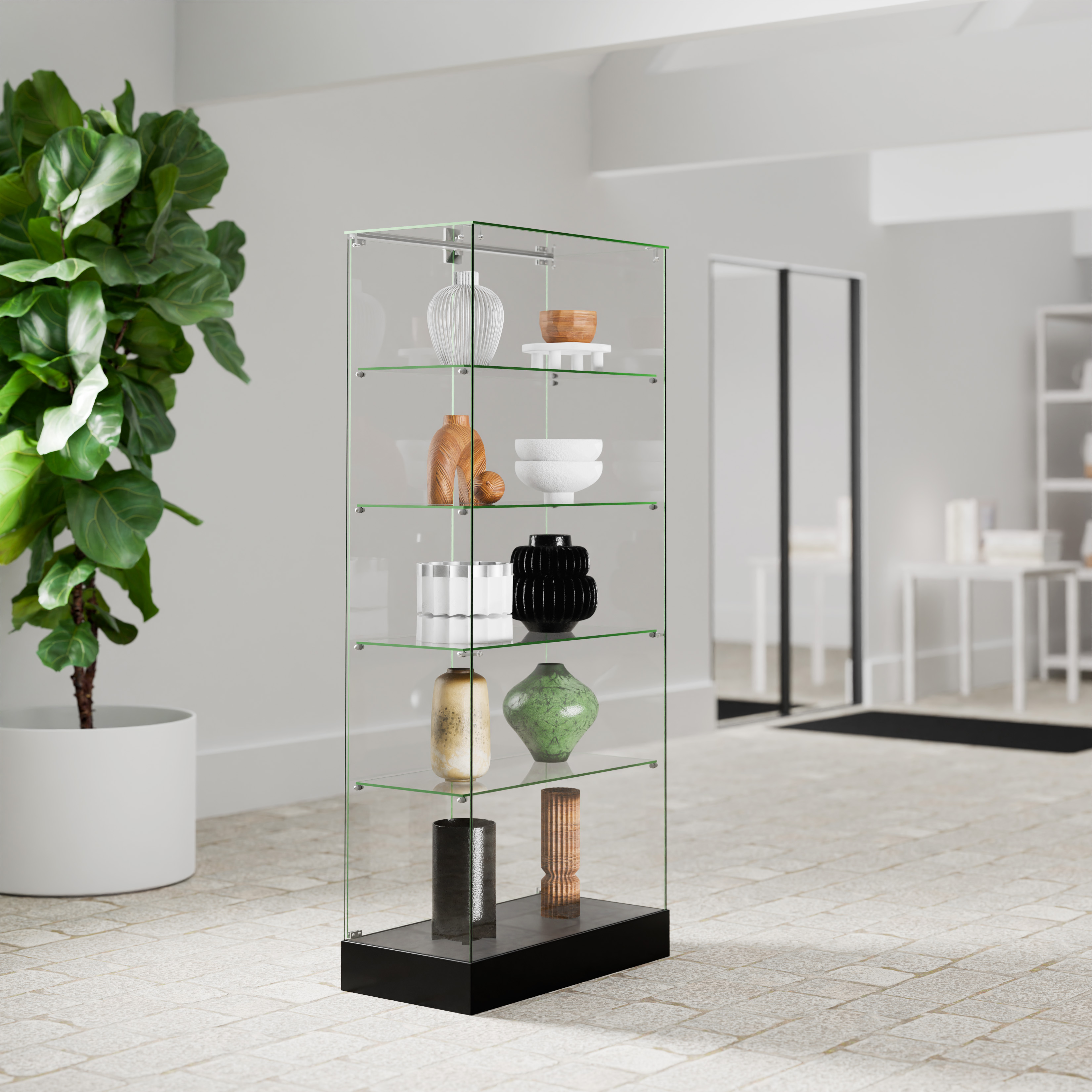 Tower Display | Frameless Tall Glass Showcase | Displays2Go