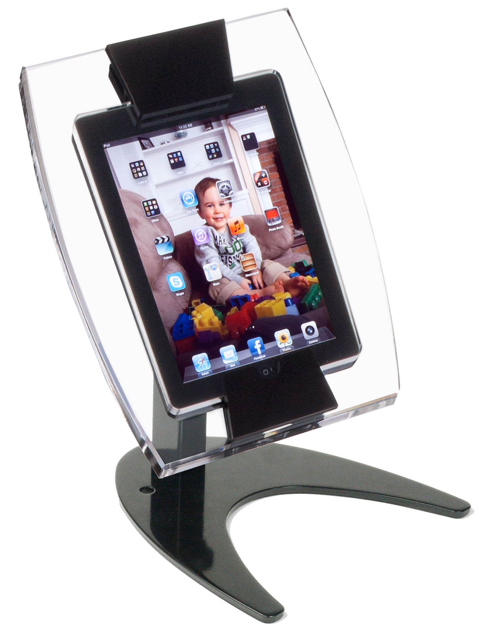 iPad Holder | Clear Enclosure & Black Stand | Displays2Go