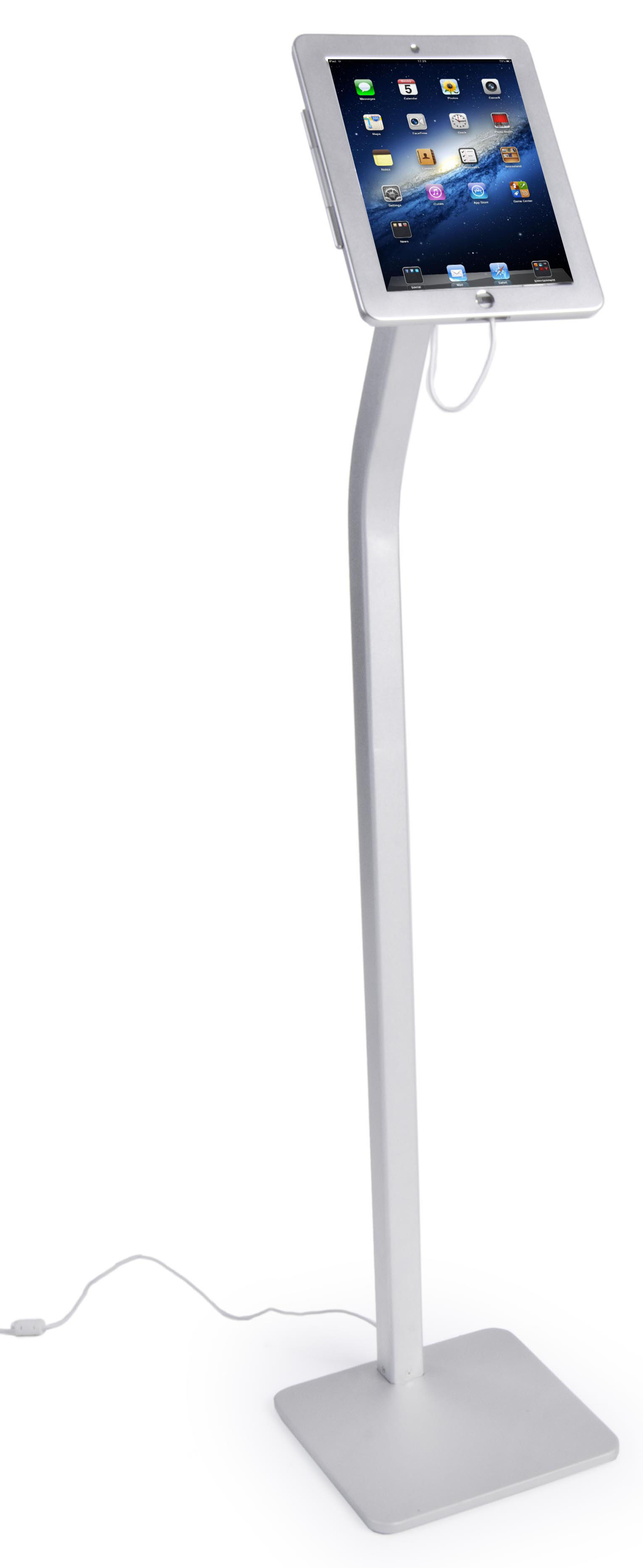 Silver iPad Stand | Built-in Charging & Locking Enclosure | Displays2Go