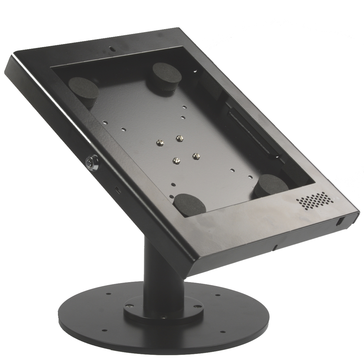 Tablet Desktop Mount | Locking Enclosure and Bolt-On Base | Displays2Go