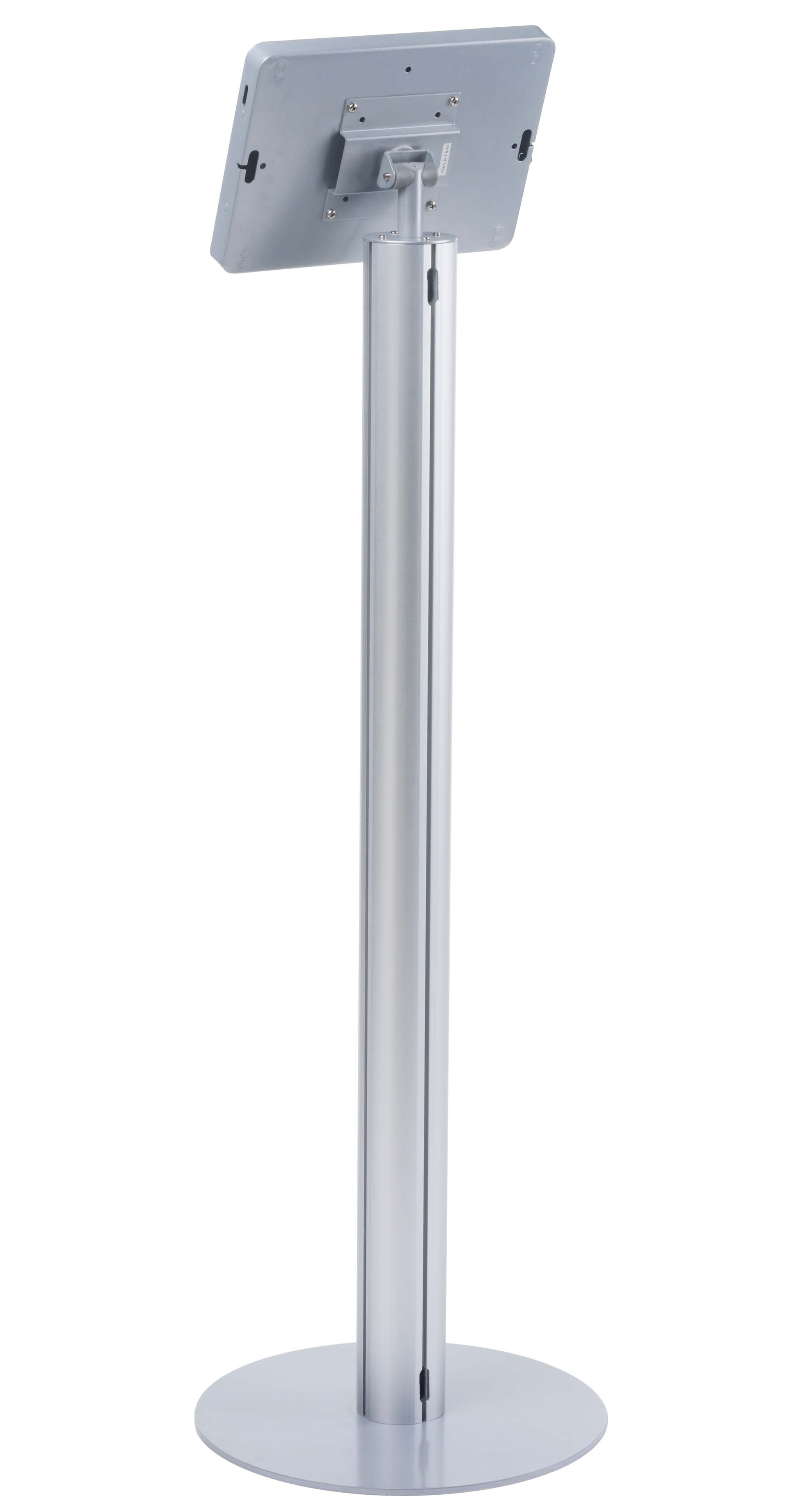 Silver iPad Kiosks | Round Base and Rotating Enclosure | Displays2Go