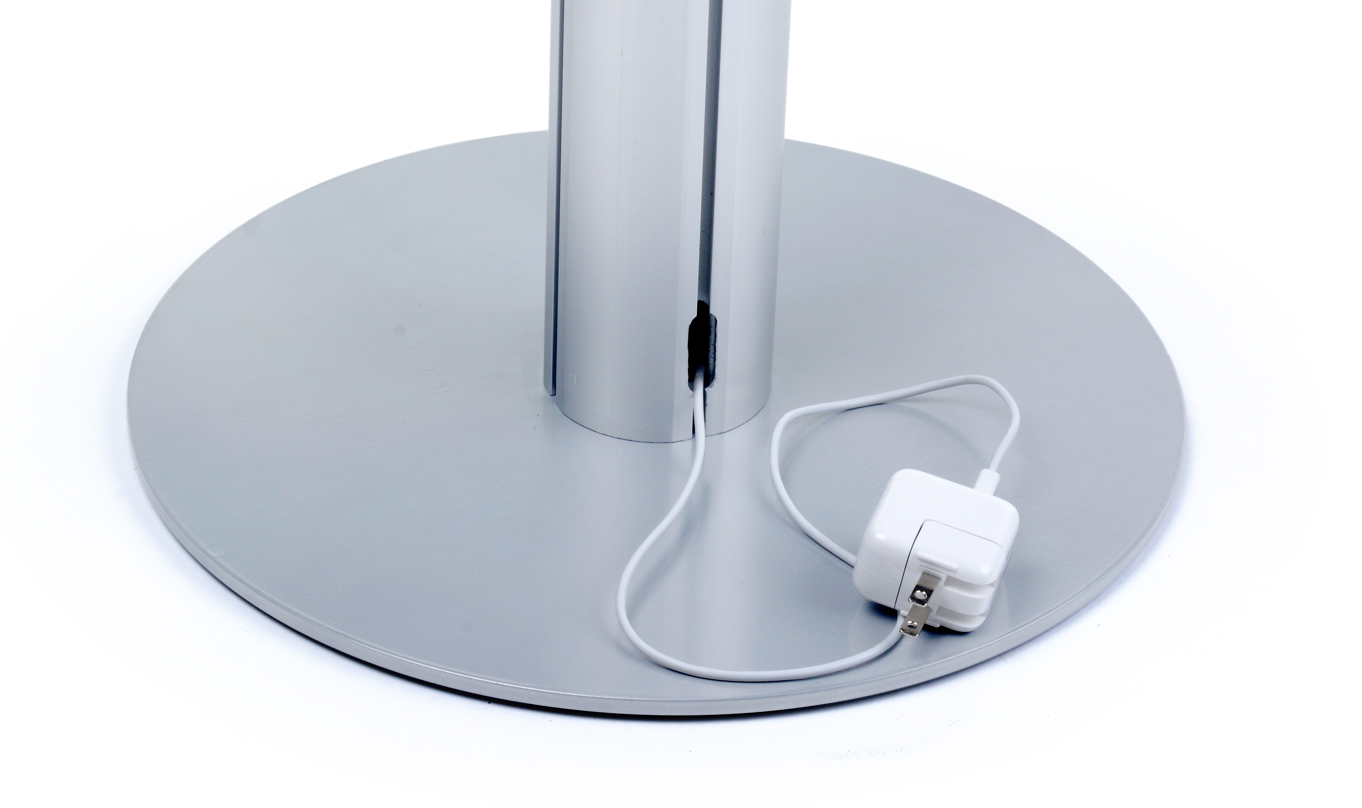 Silver iPad Kiosks | Round Base and Rotating Enclosure | Displays2Go