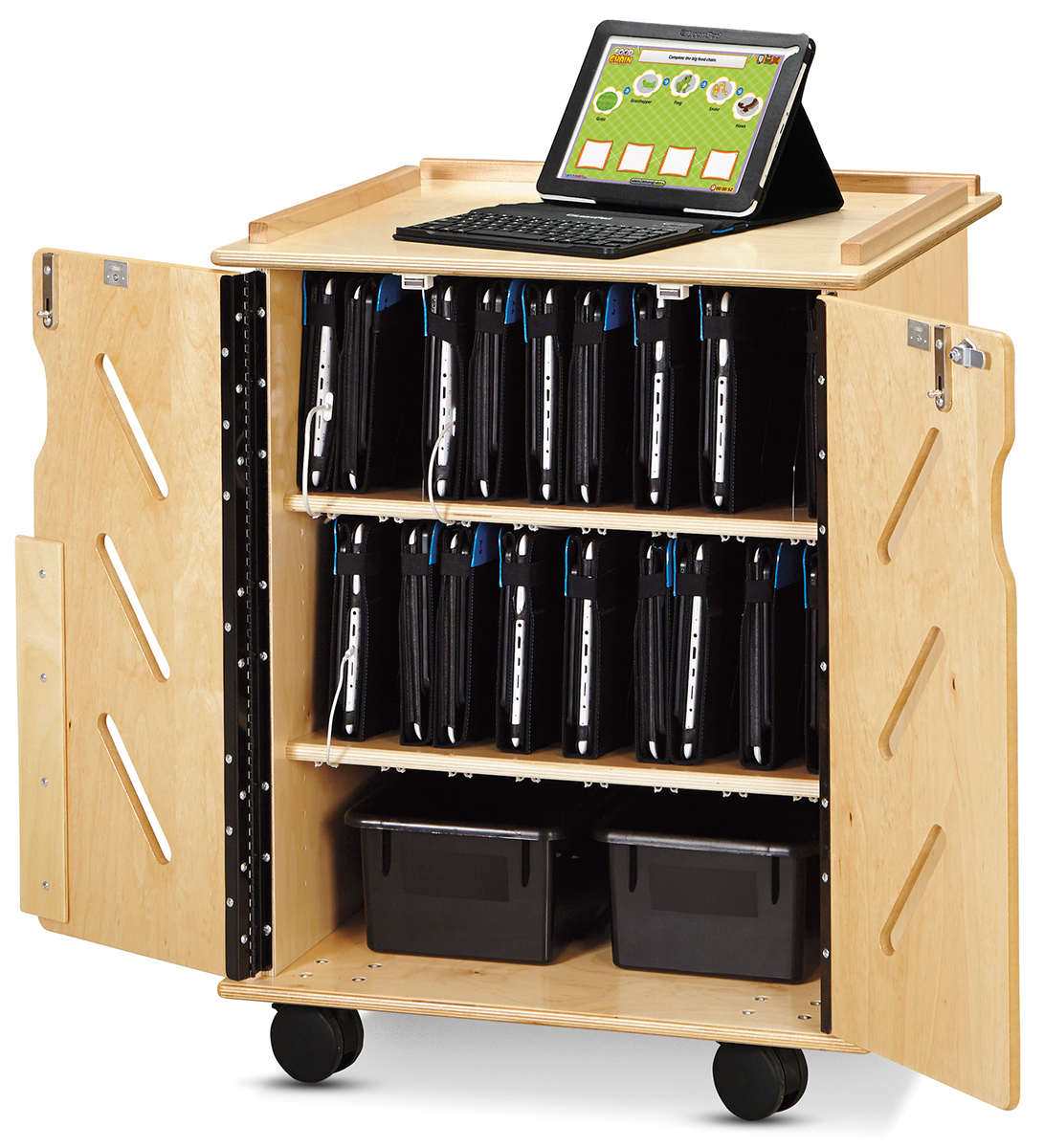 Laptop & Tablet Storage Cart | Adjustable Device Pockets | Displays2Go