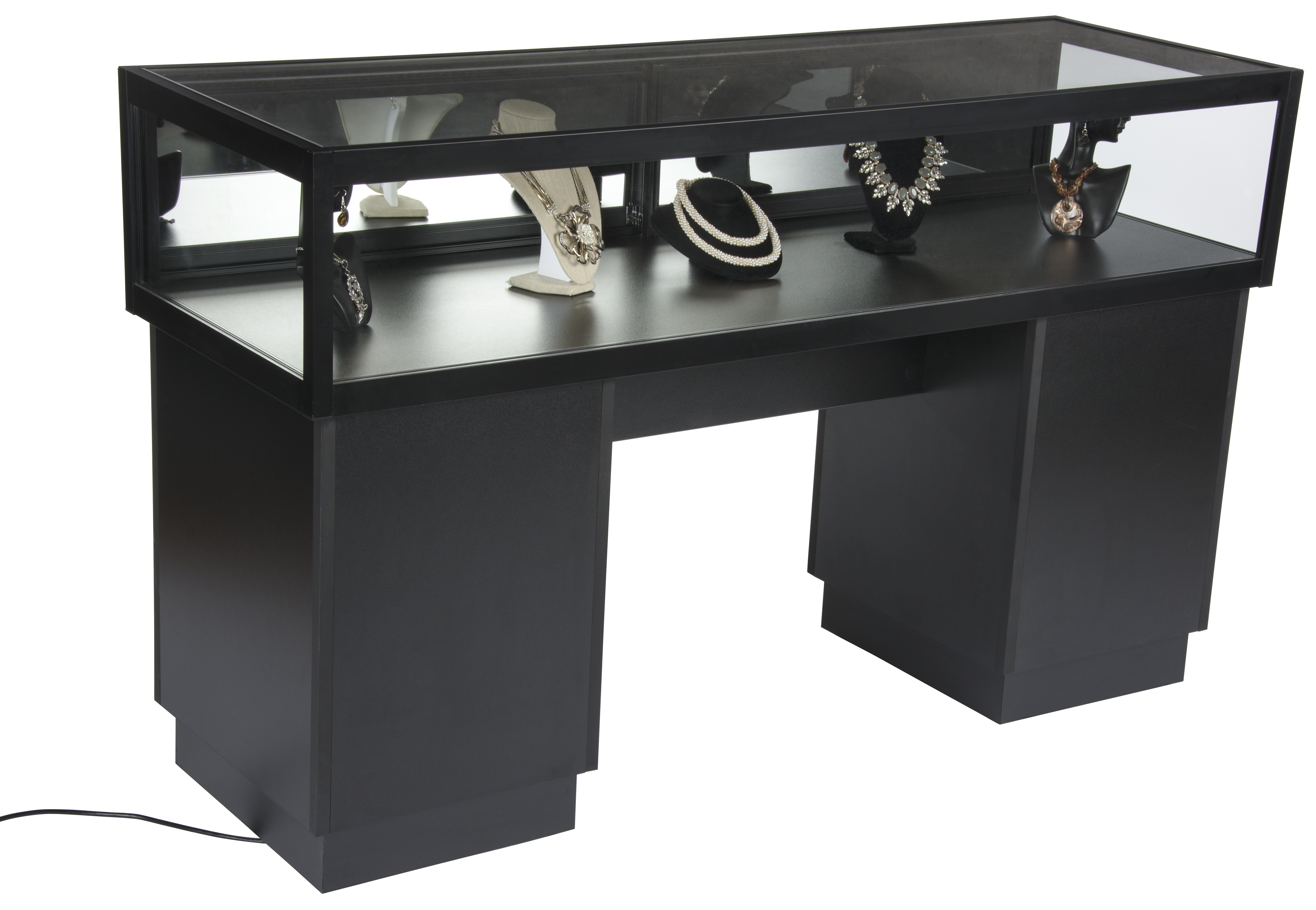 Lockable Jewelry Display Case | Black with Tempered Glass Cabinet ...