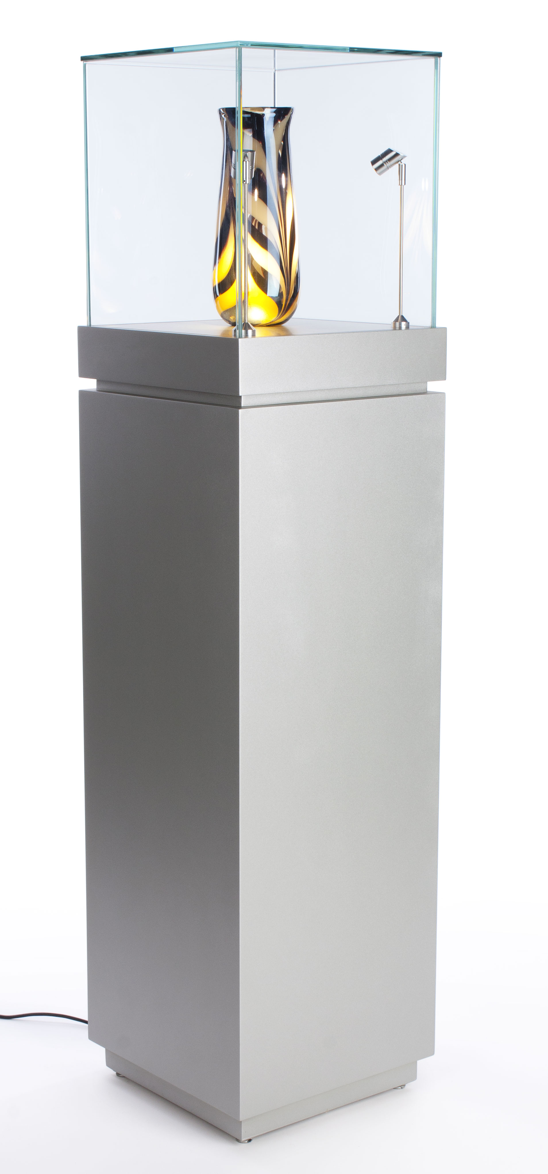 Exhibit Cases | Silver LED Museum Stand | Displays2Go