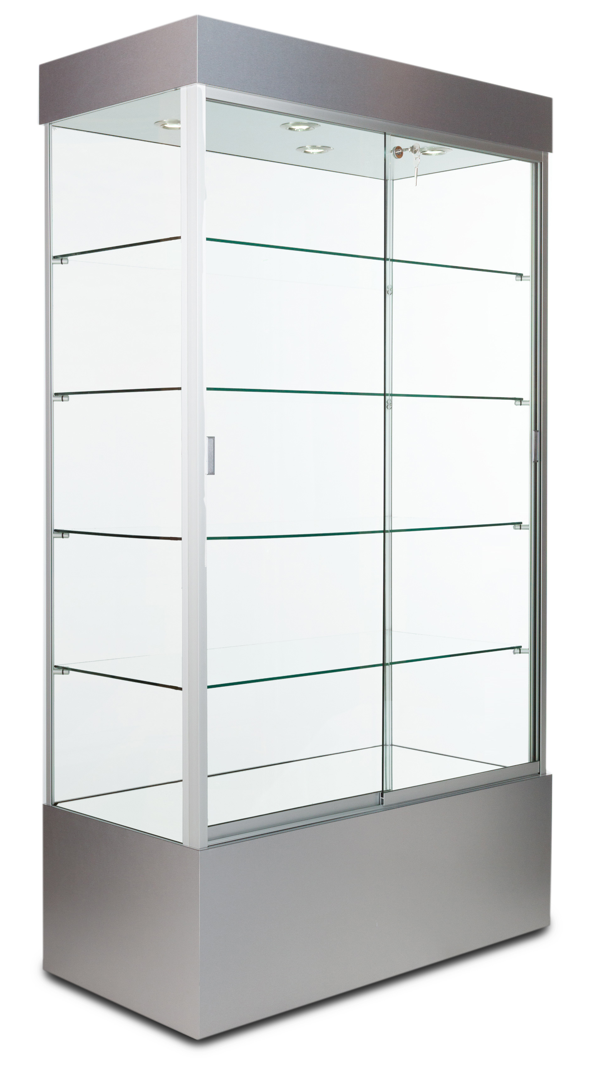 Rectangular Trophy Cases | Silver Melamine Finish, Top Lighting ...