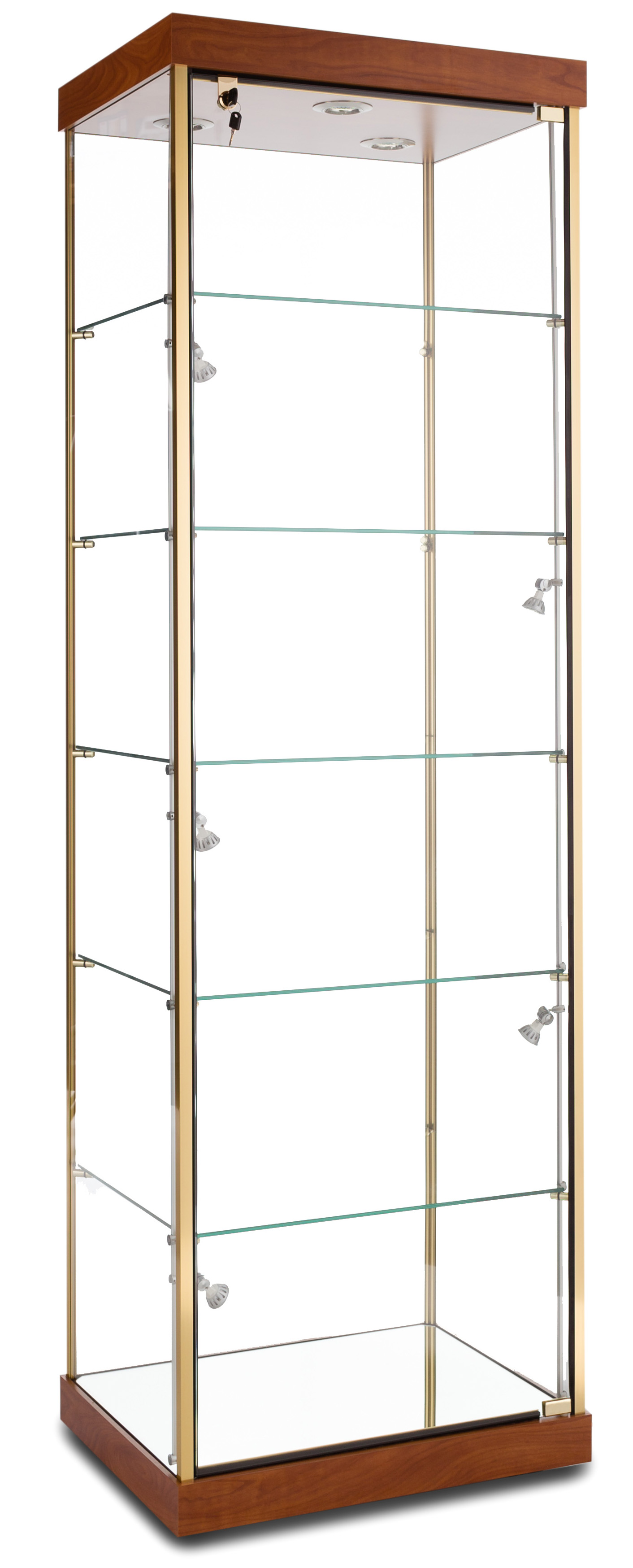 Tower Display Case | Cherry Finish and Shelved Display | Displays2Go