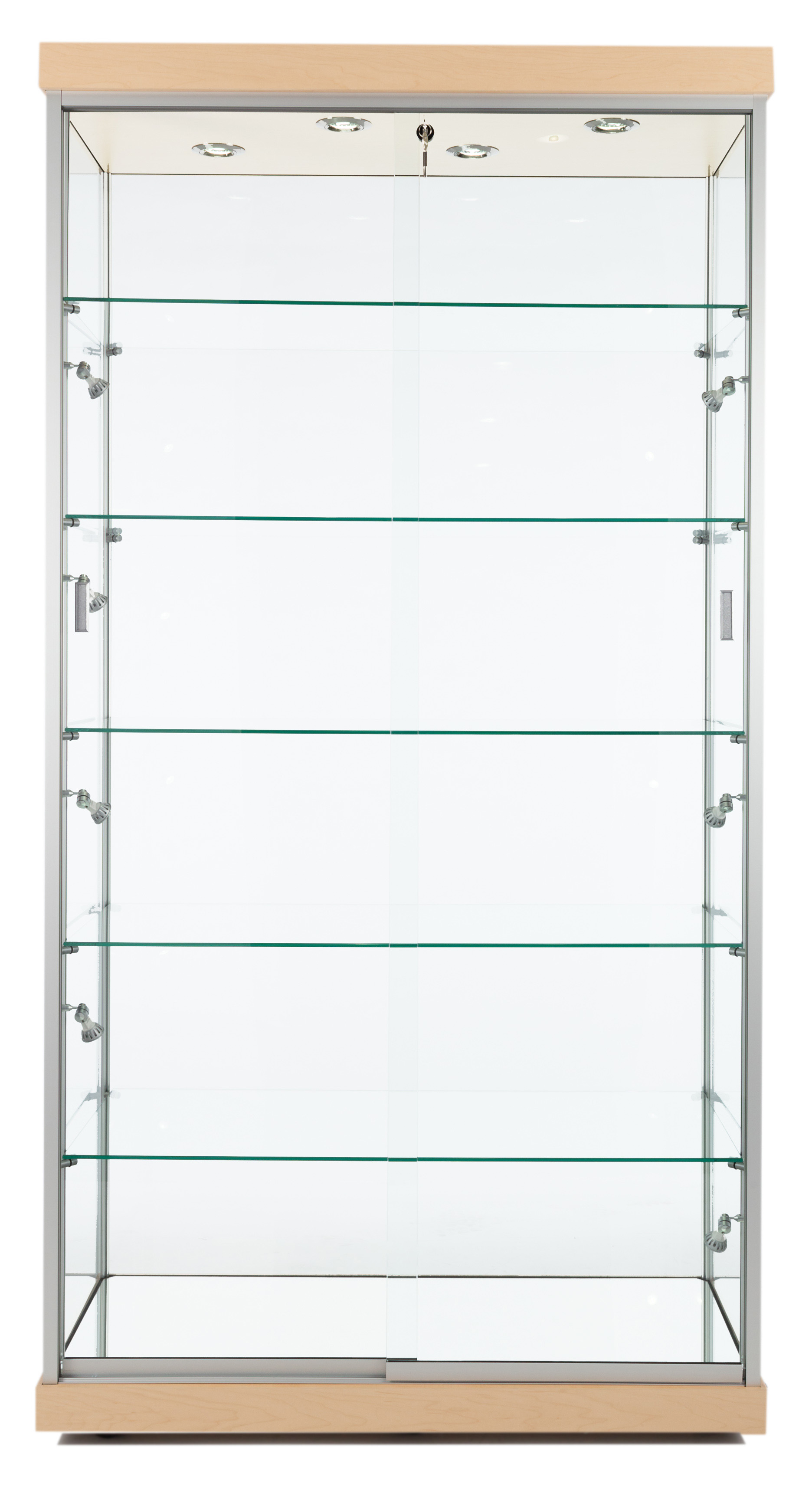 Glass Show Case | Side Track Lighting, Melamine Finish | Displays2Go