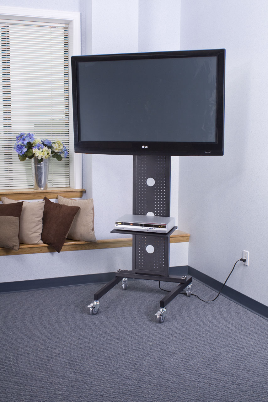 TV Stands | Black Metal Monitor Rack with (1) Shelf | Displays2Go