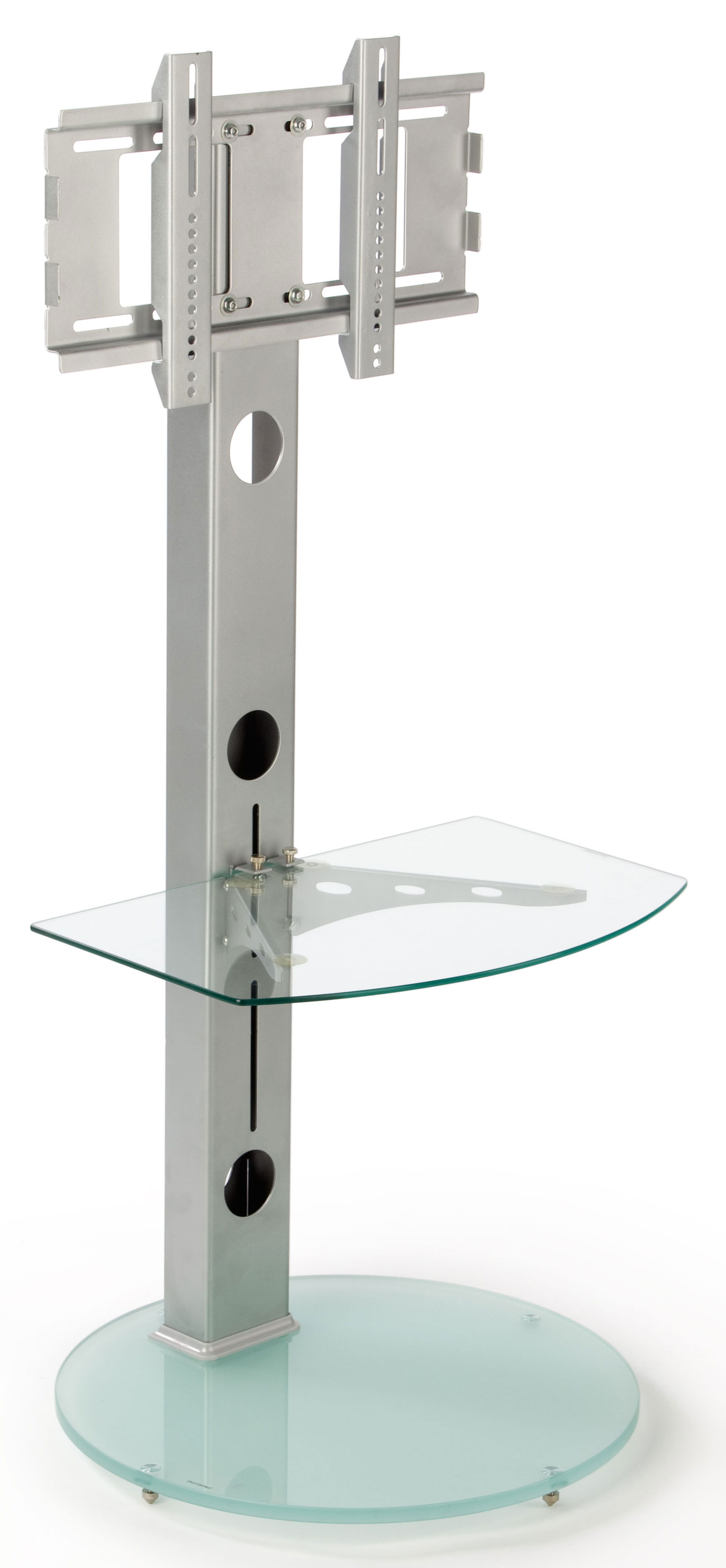 Plasma TV Stand w/ Height Adjustable Glass Shelf & Silver Finish ...