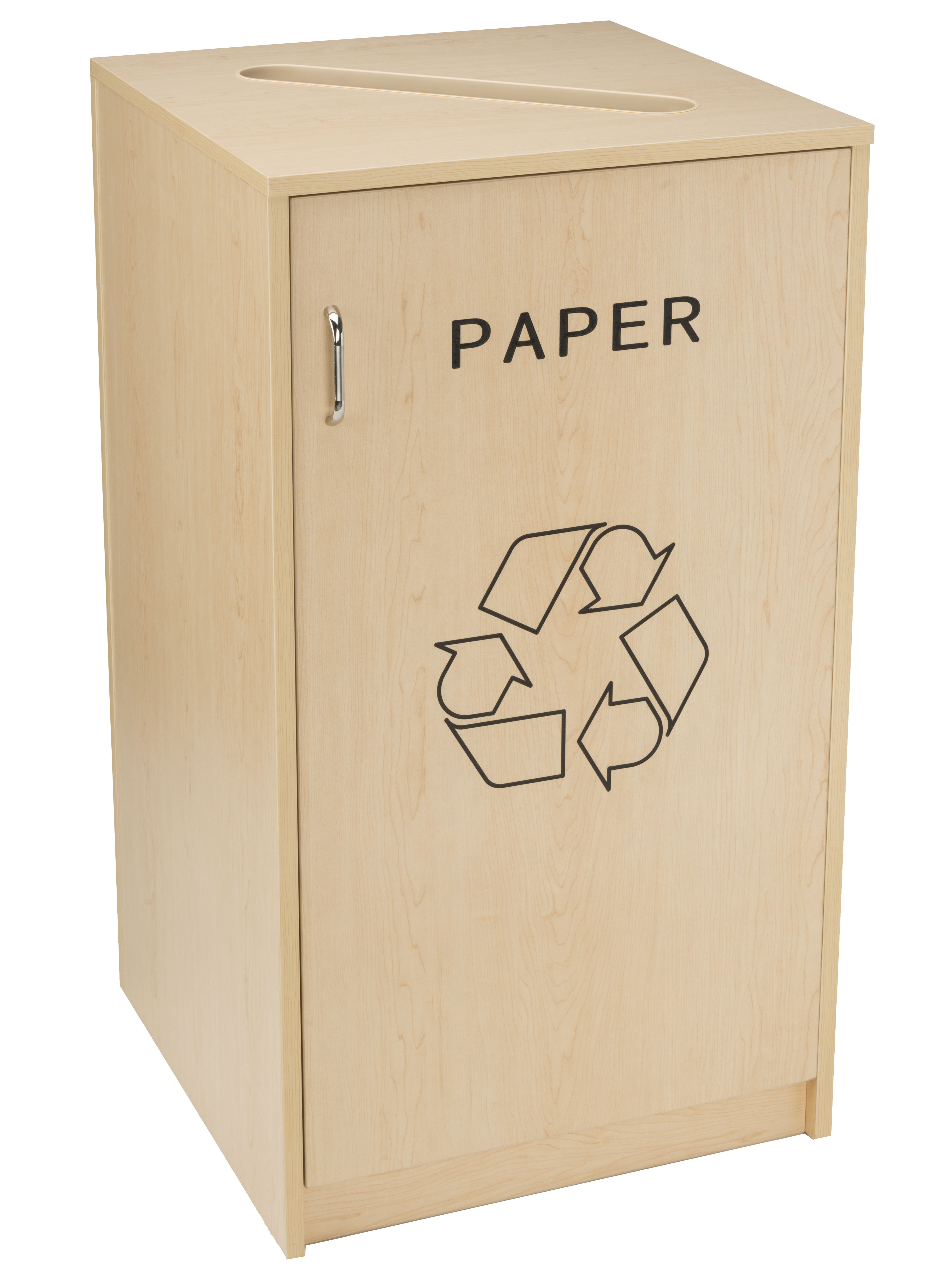 Paper Recycling Bin Container | Maple Finish | Displays2Go