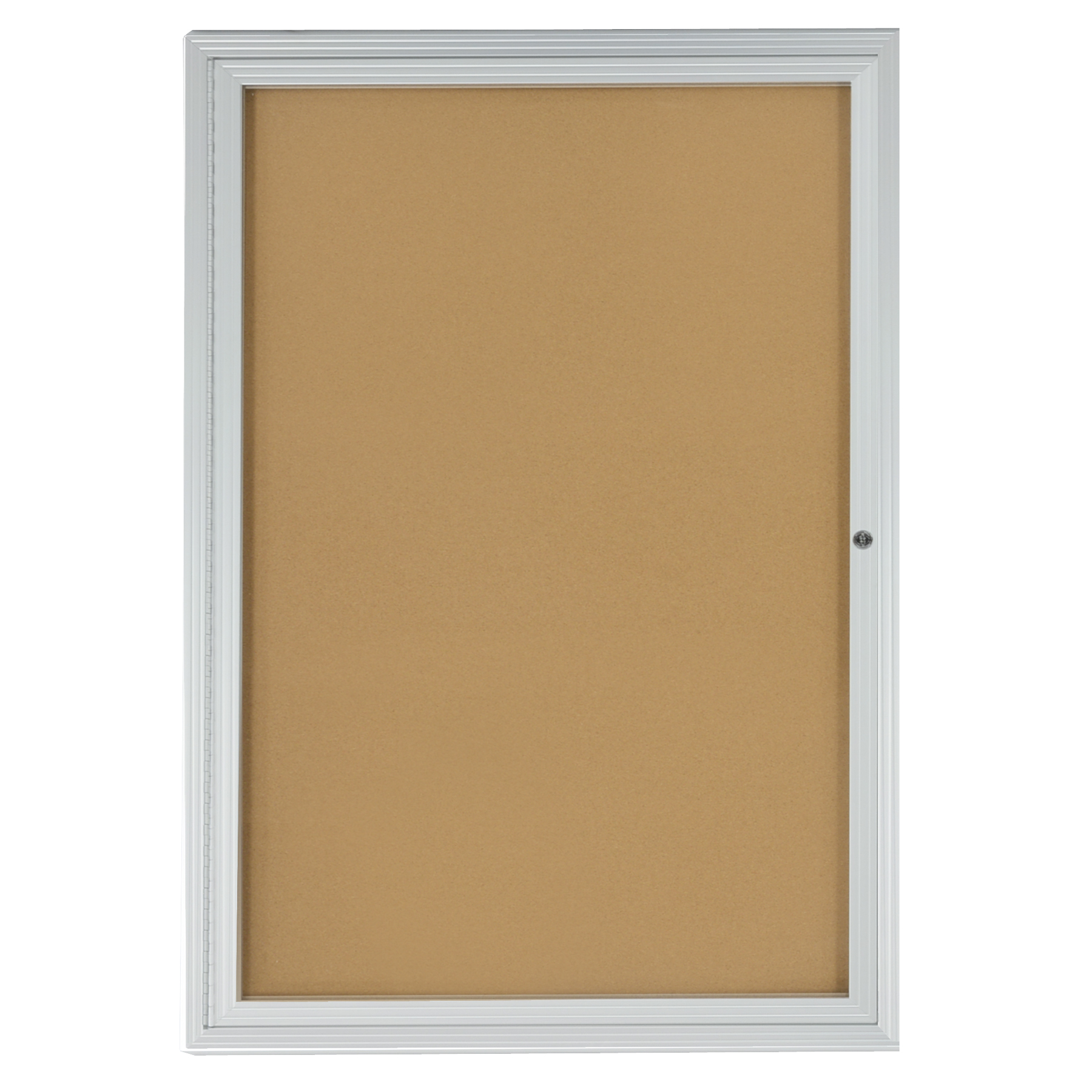 Cork Bulletin Boards | 24 x 36 Enclosed w/ Locking Door - Silver ...