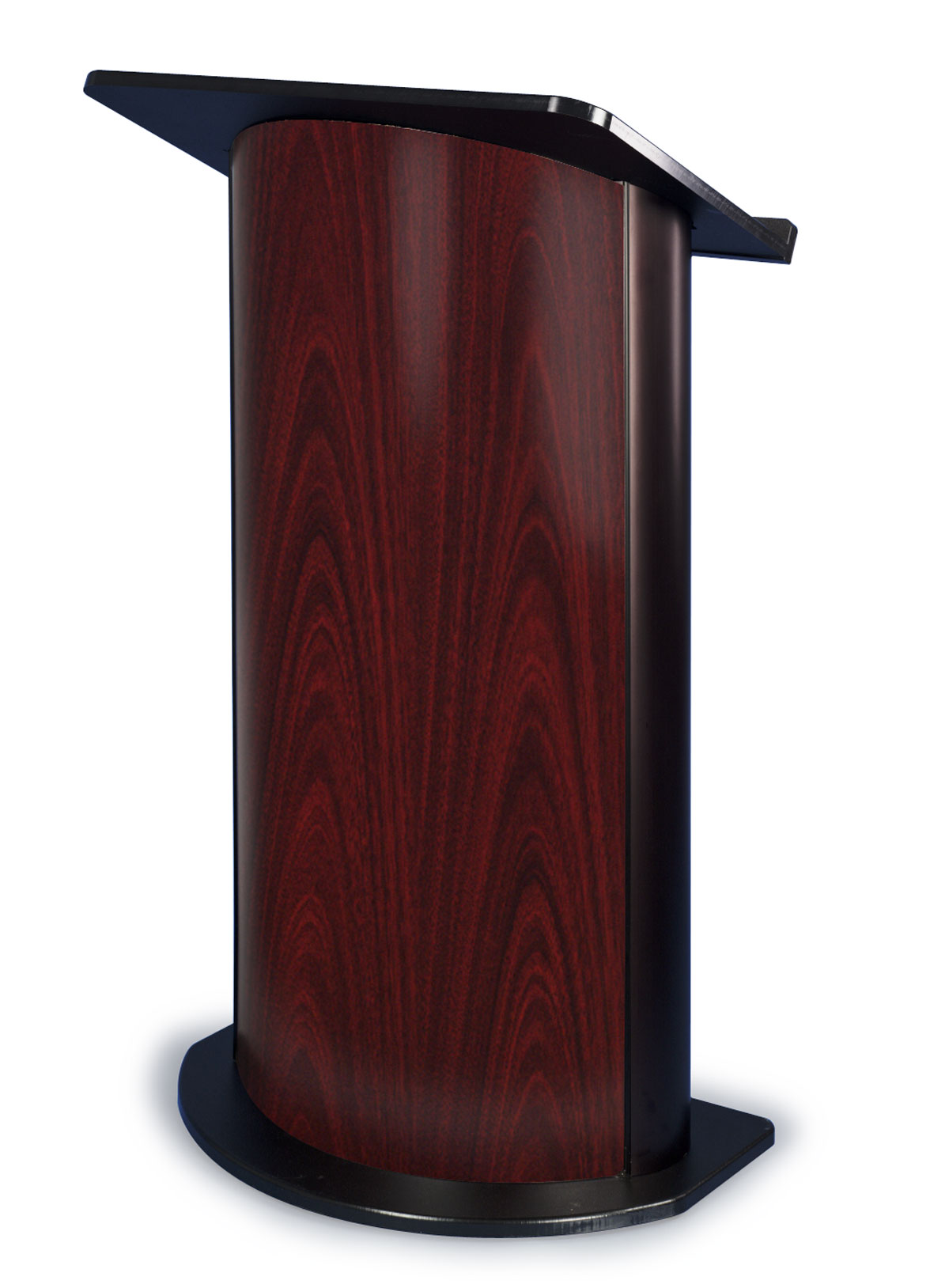Jewel Mahogany Curved Podium with Shelf | Displays2Go