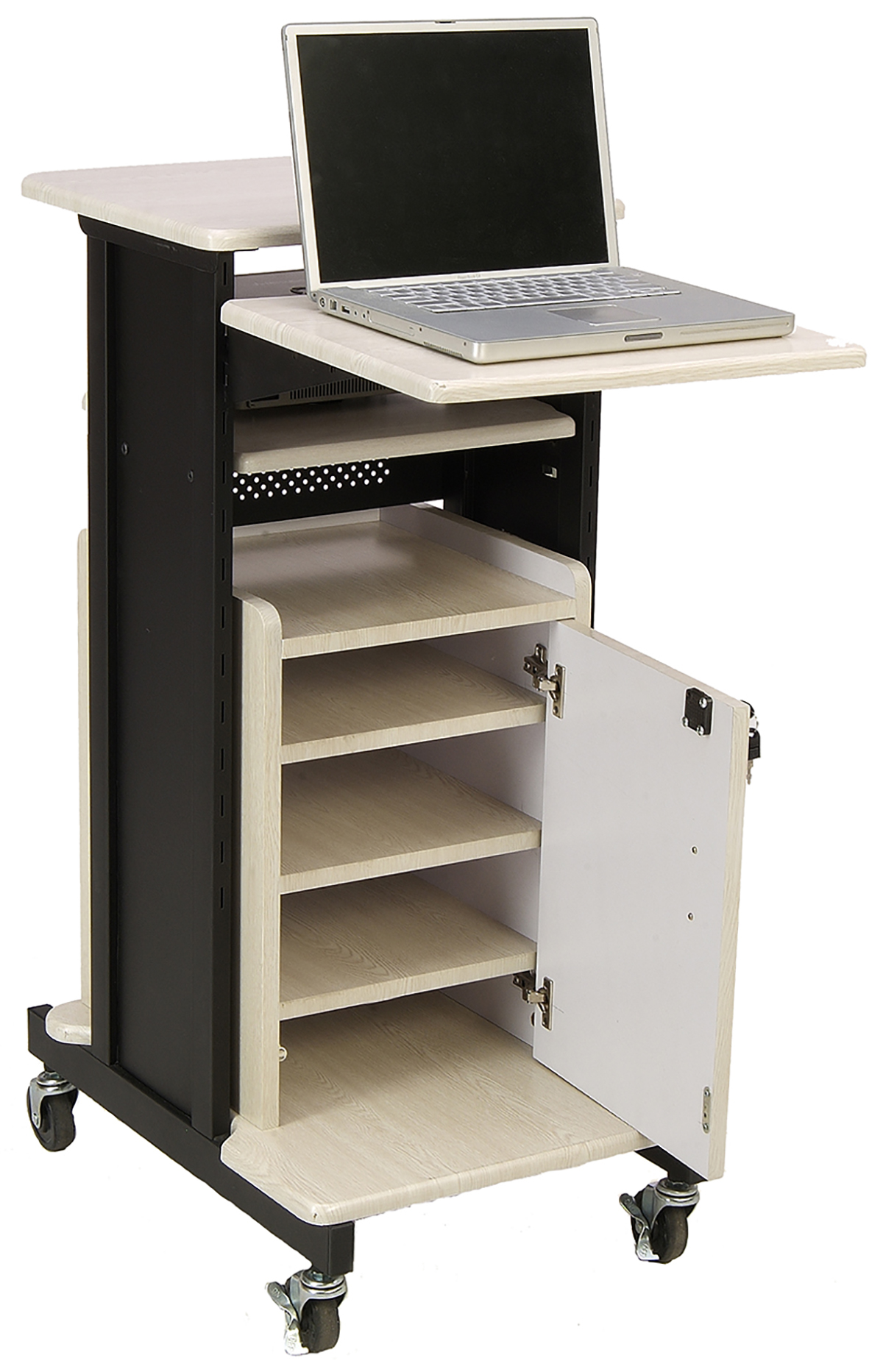 Computer Presentation Cart | Locking Cabinet & Adjustable Shelves ...