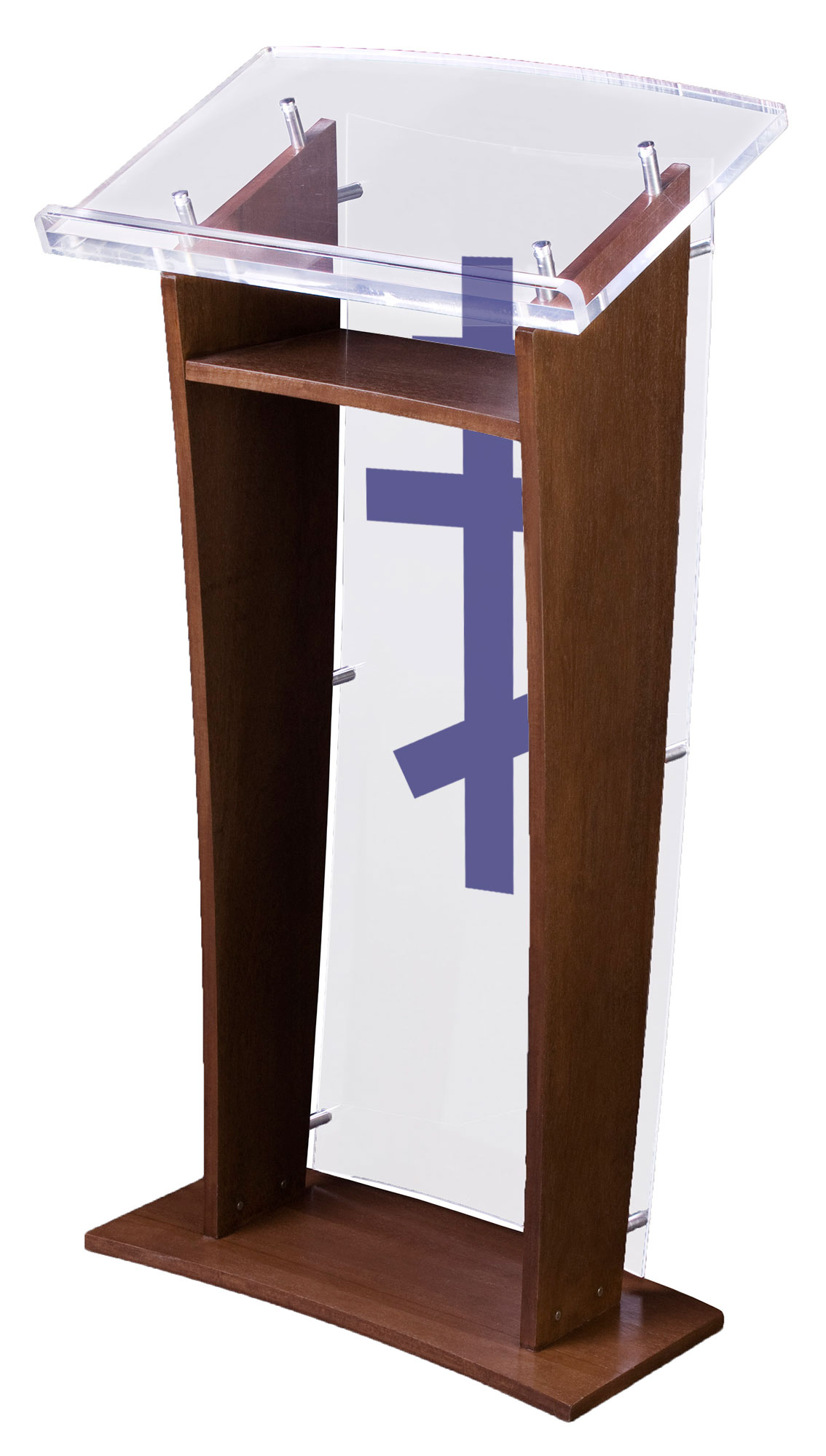 Wood Pulpit with Orthodox Cross | Acrylic Reading Surface | Displays2Go