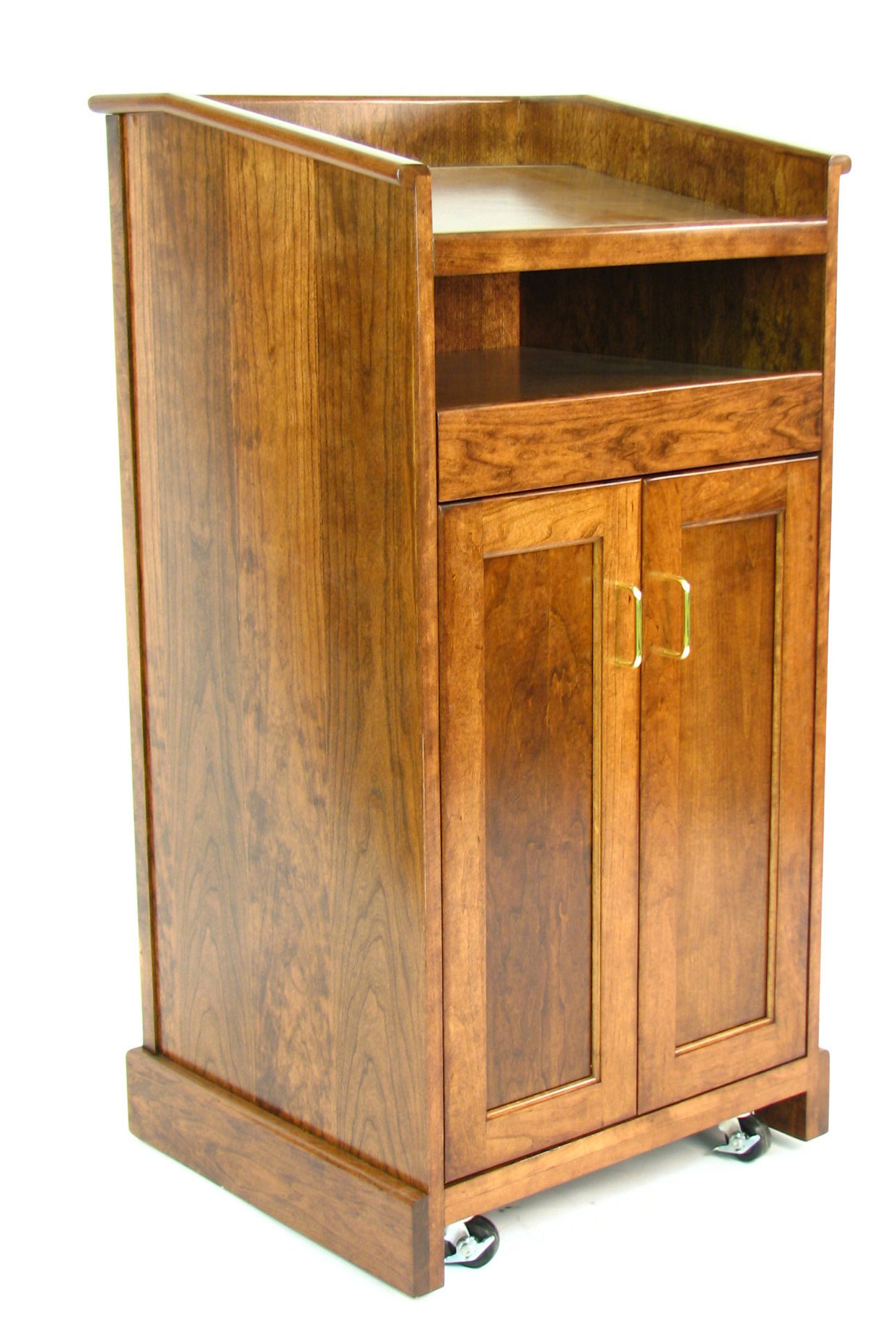 Podium Stand | Public Speaker Lectern w/ Doors & Wheels | Displays2Go