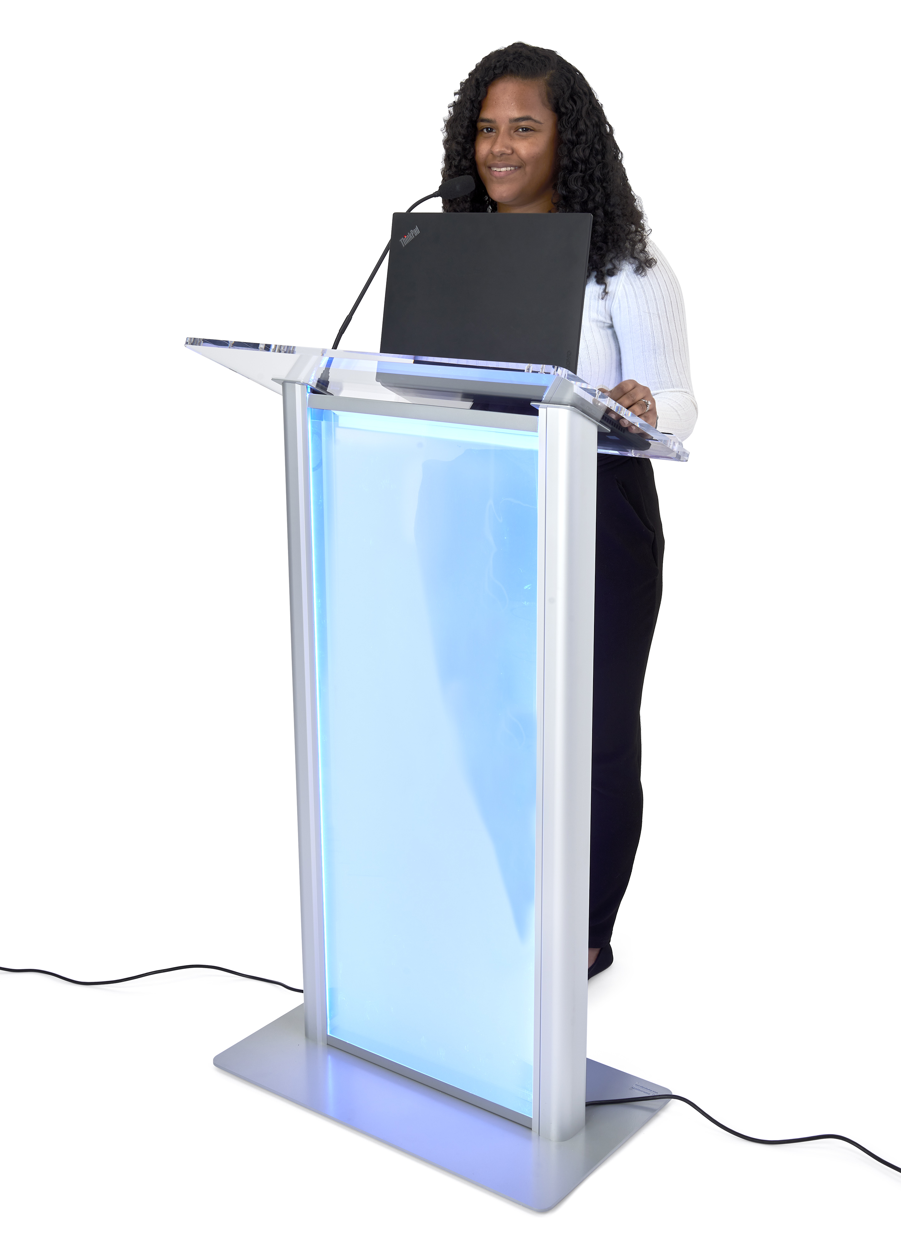 Illuminated Frosted Acrylic Lectern | Includes Remote Control | Displays2Go