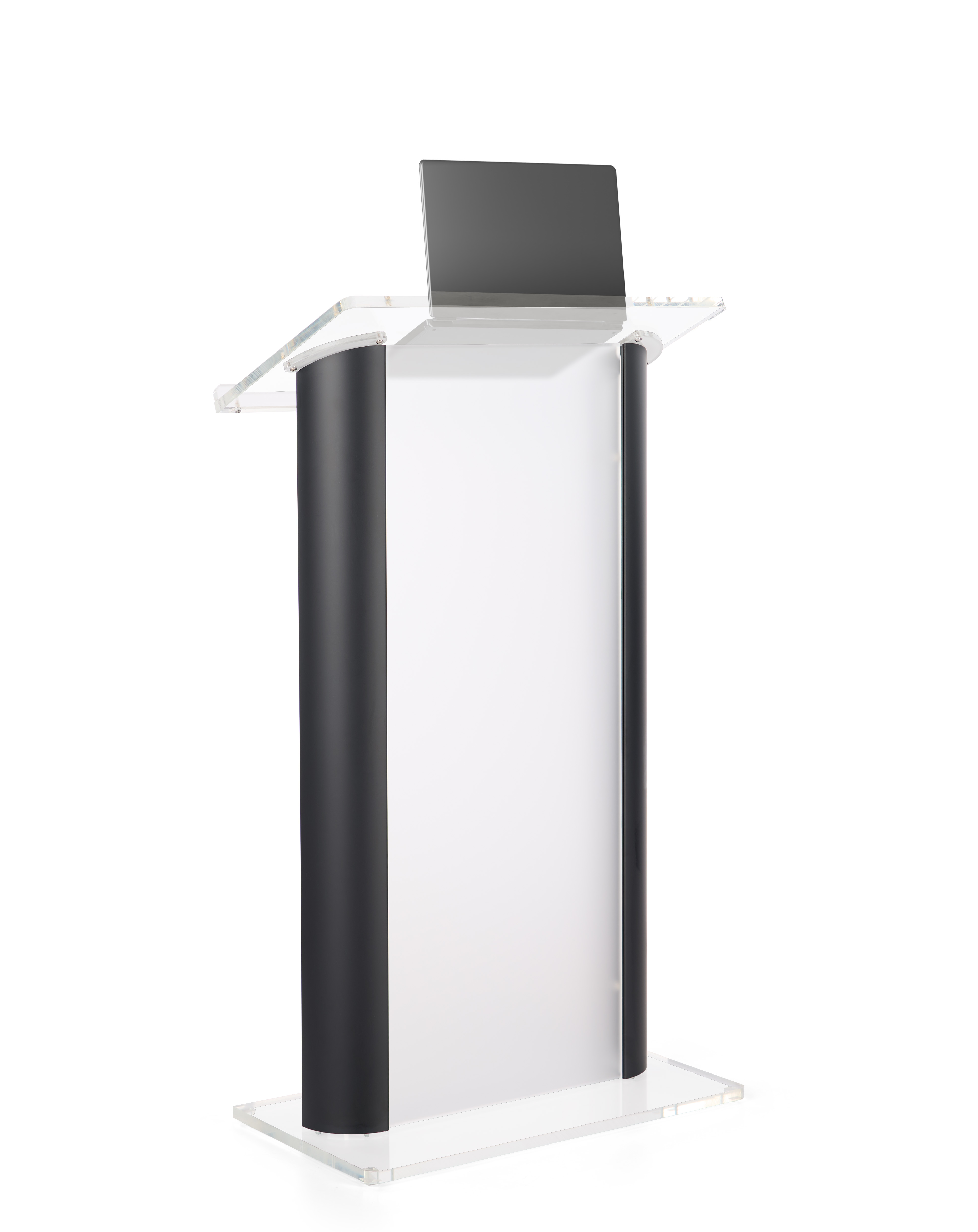 Acrylic & Black Podium | Large Reading Surface with Book Stop | Displays2Go