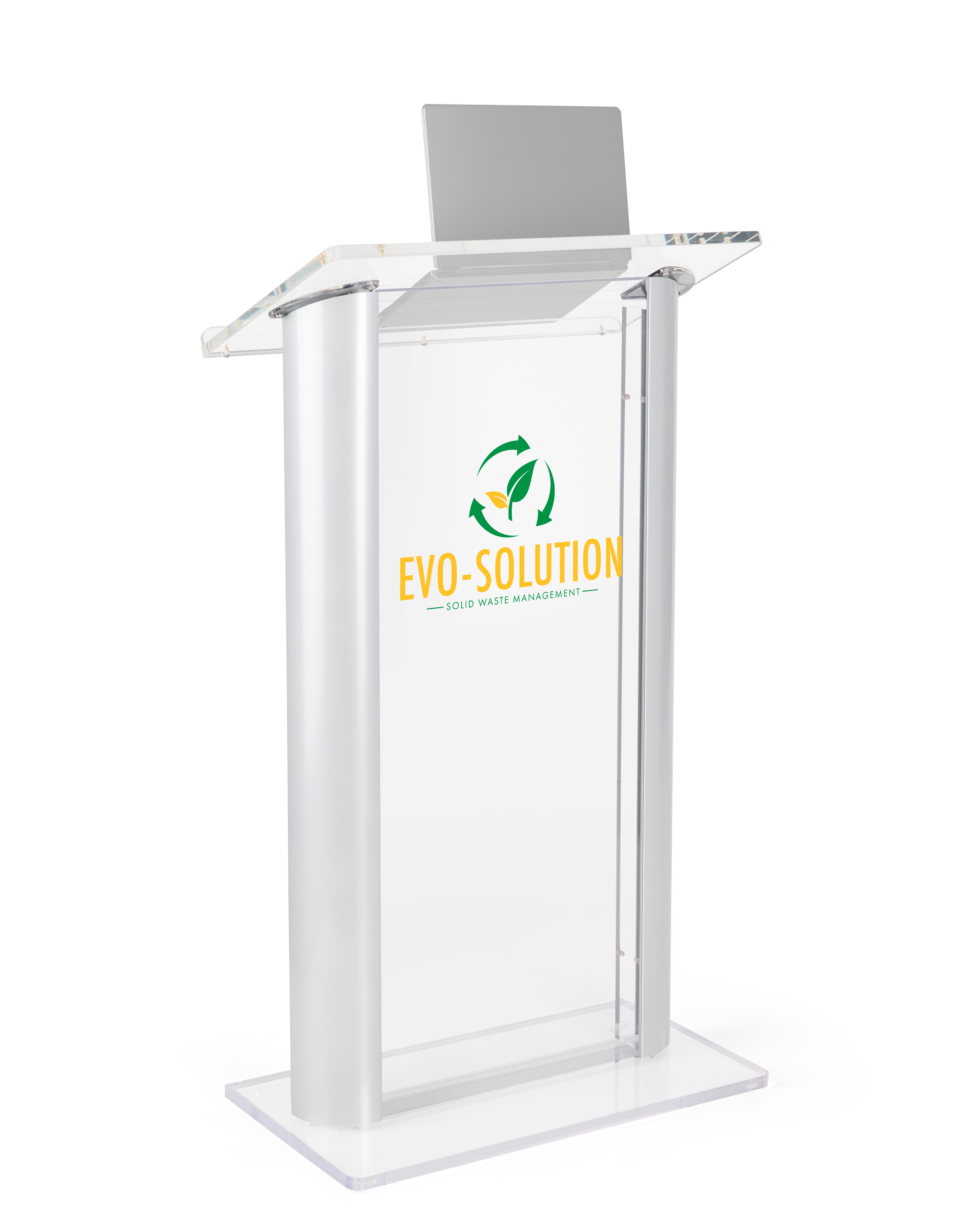 Custom Graphic Plexiglass Podium | 14” x 14” 2-Color Imprint | Displays2Go