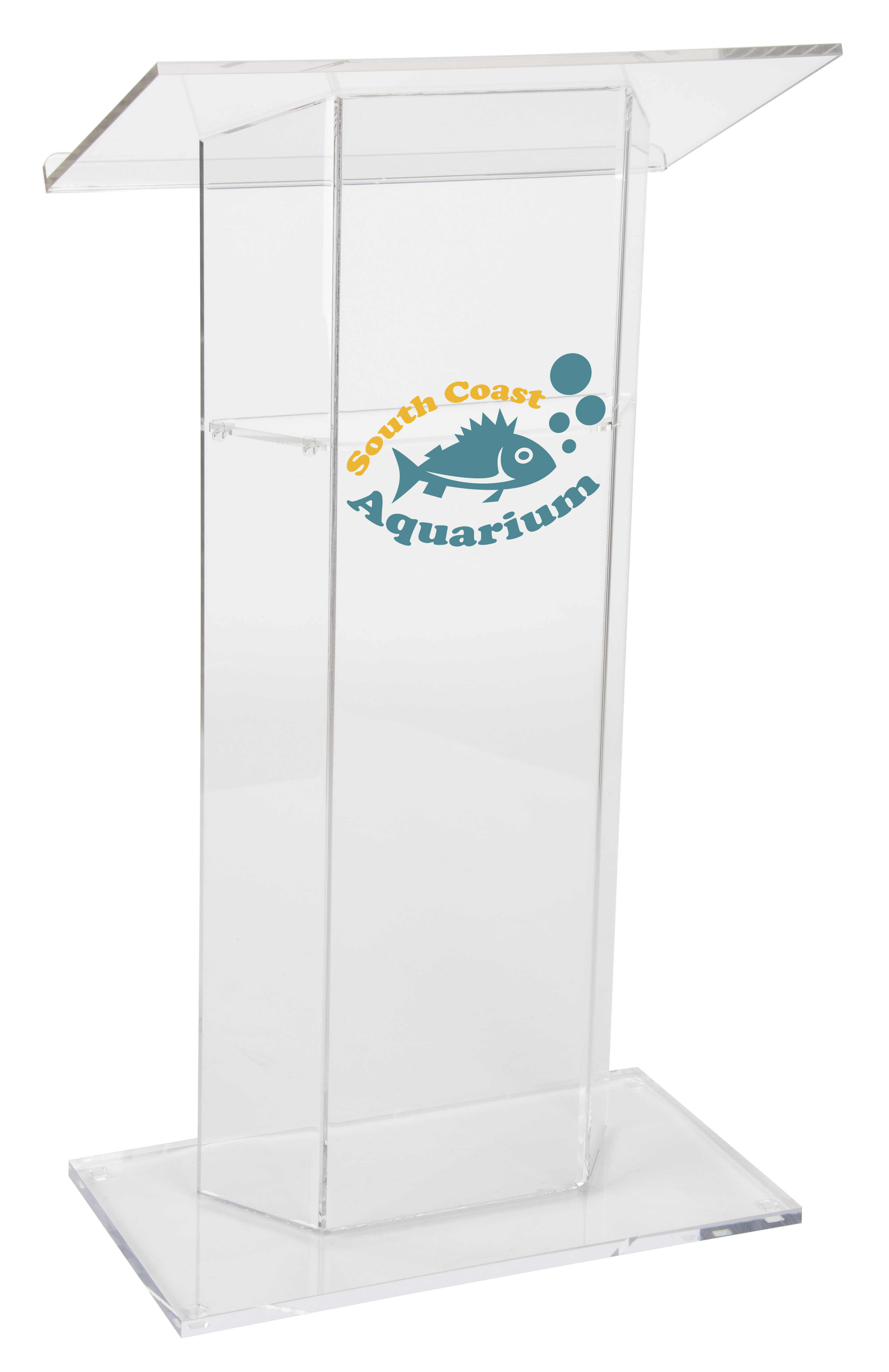 Custom Graphic Lucite Lectern | Optional Interior Shelf | Displays2Go