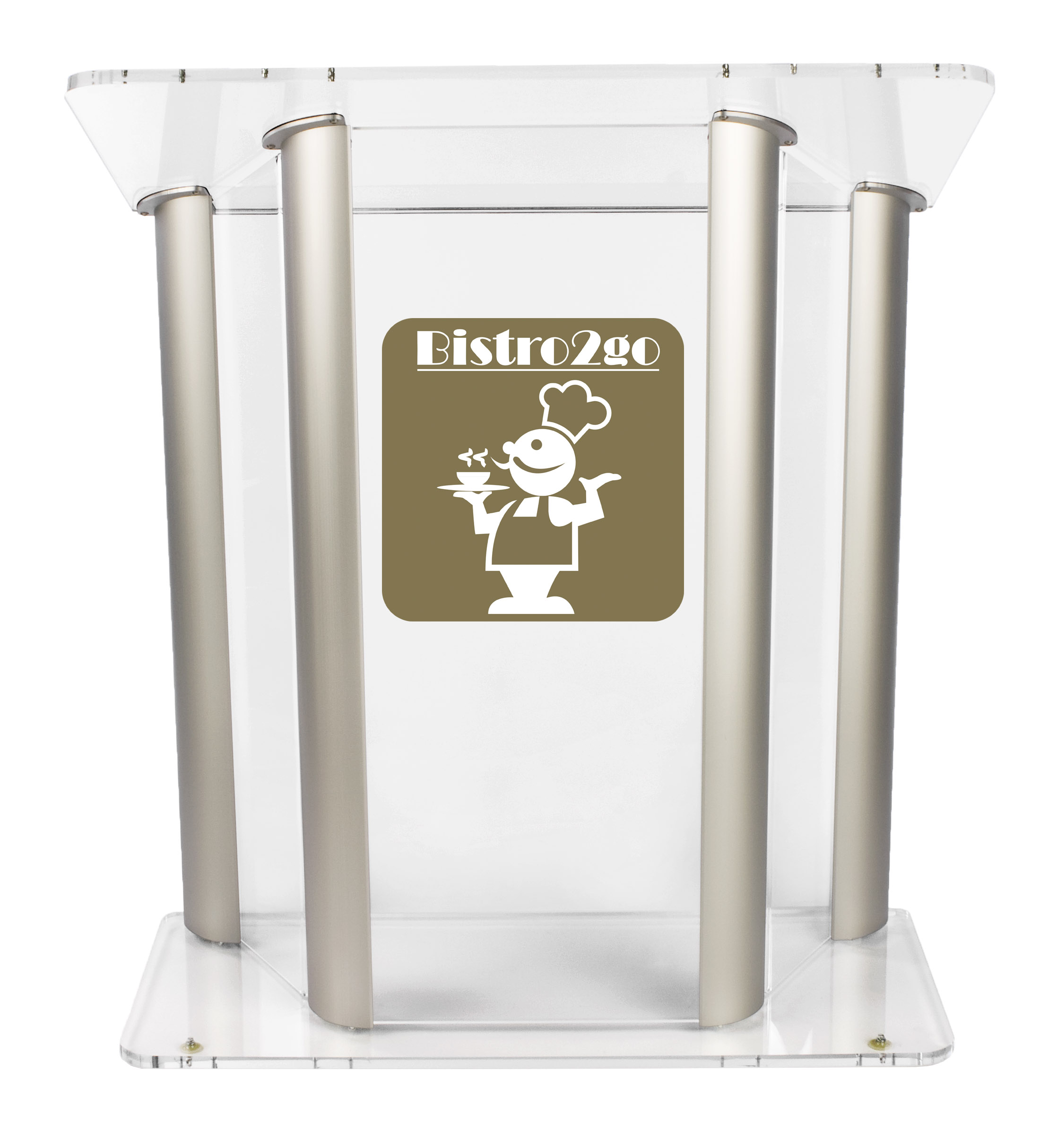 Wide Lecture Stand with Custom Panel | Broad Reading Surface | Displays2Go