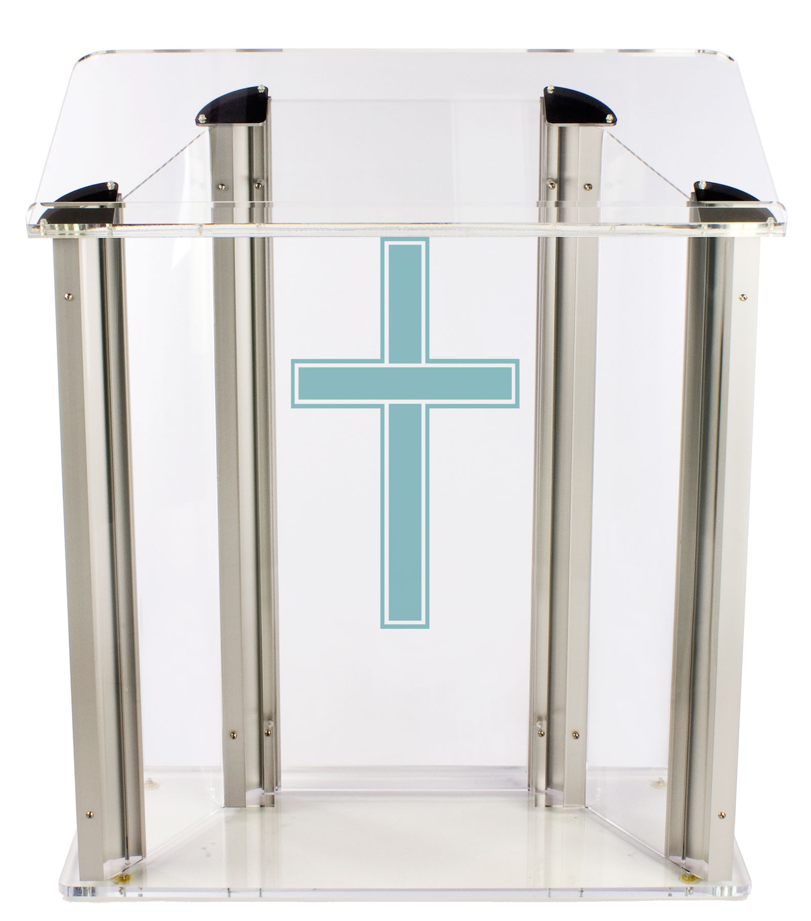 Wide Pulpit with Traditional Cross | 1 Color Vinyl Artwork | Displays2Go
