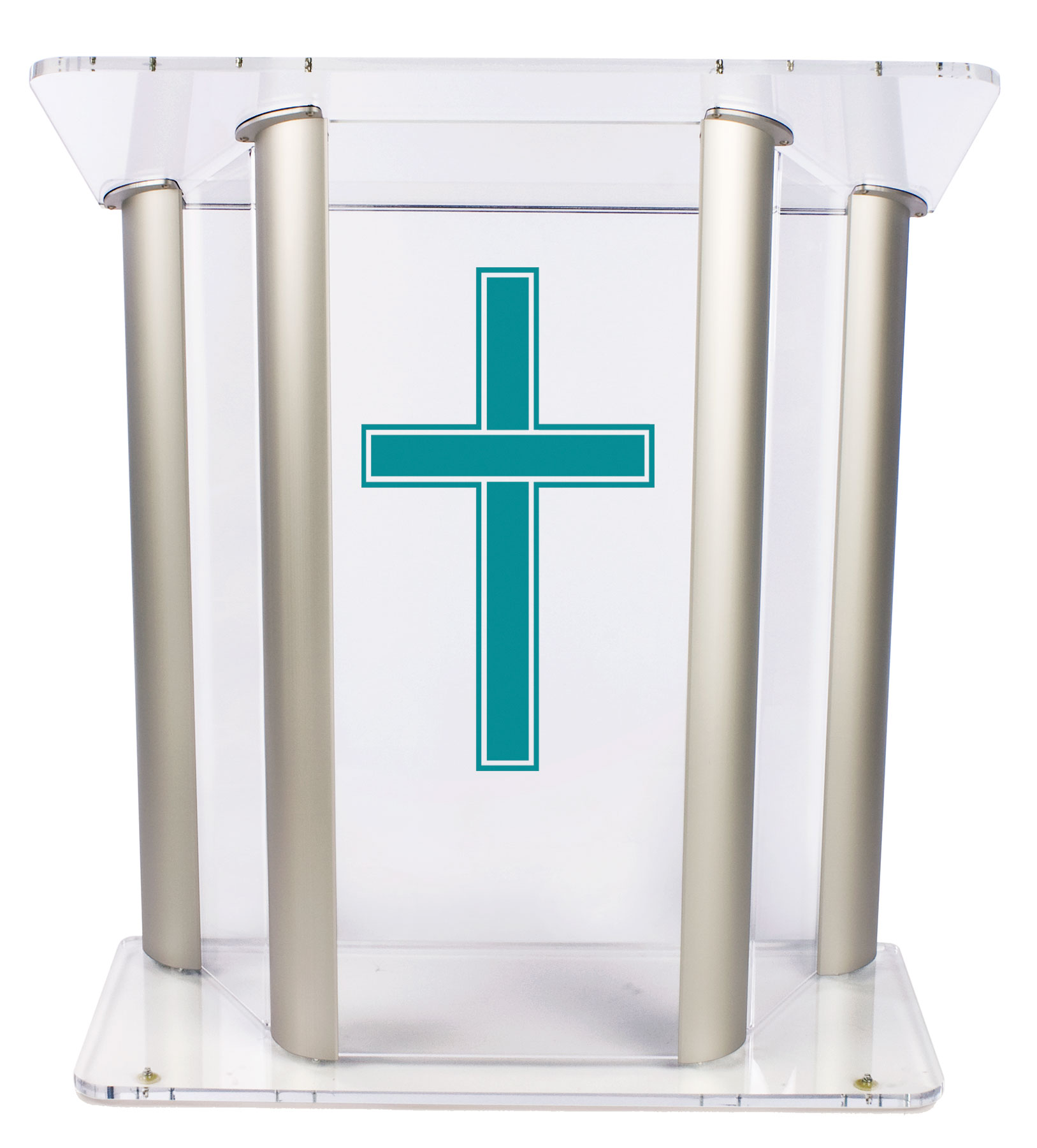Wide Pulpit with Traditional Cross | 1 Color Vinyl Artwork | Displays2Go