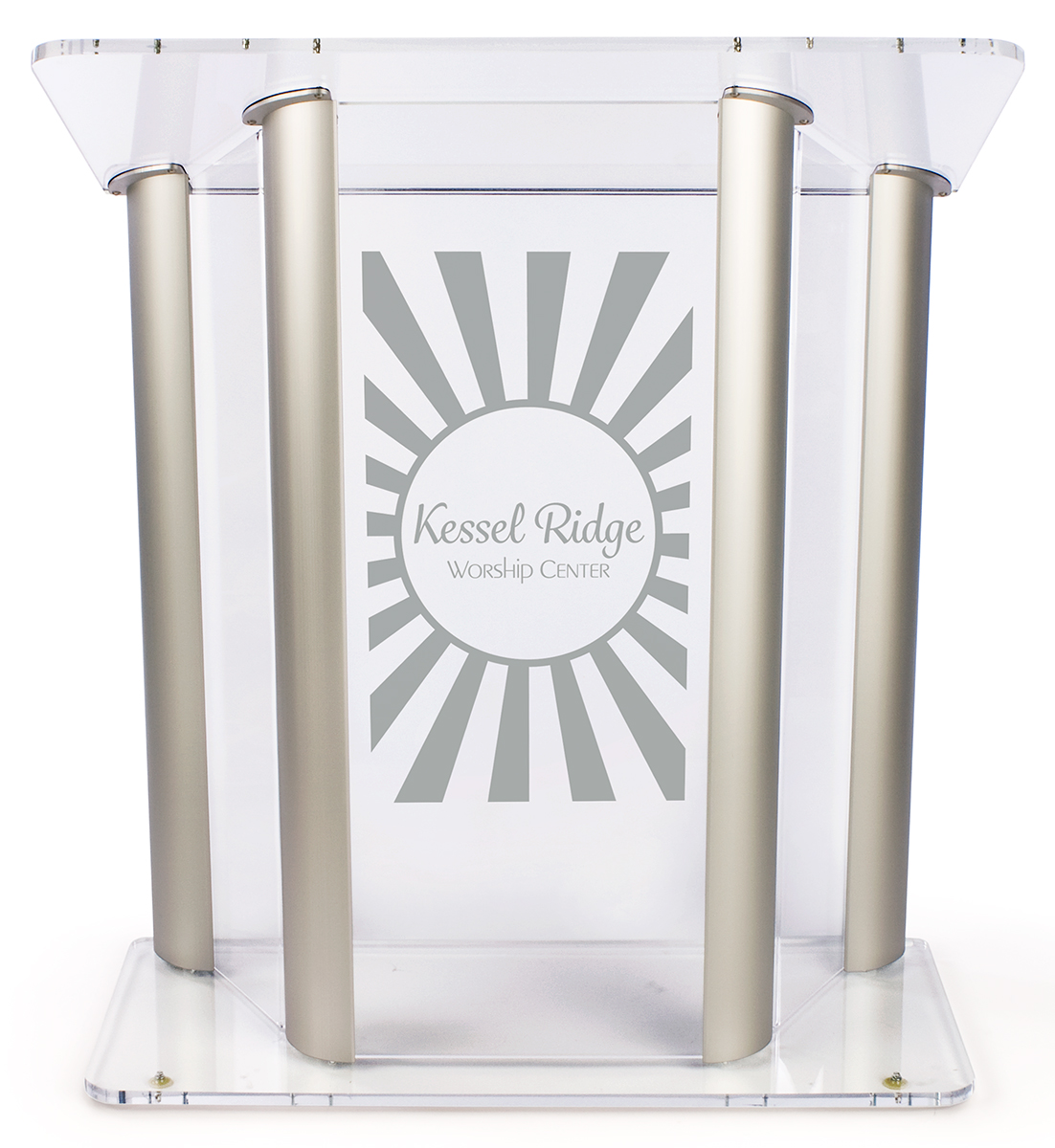 Wide Acrylic Podium with Custom Logo | Ships Fully Assembled | Displays2Go
