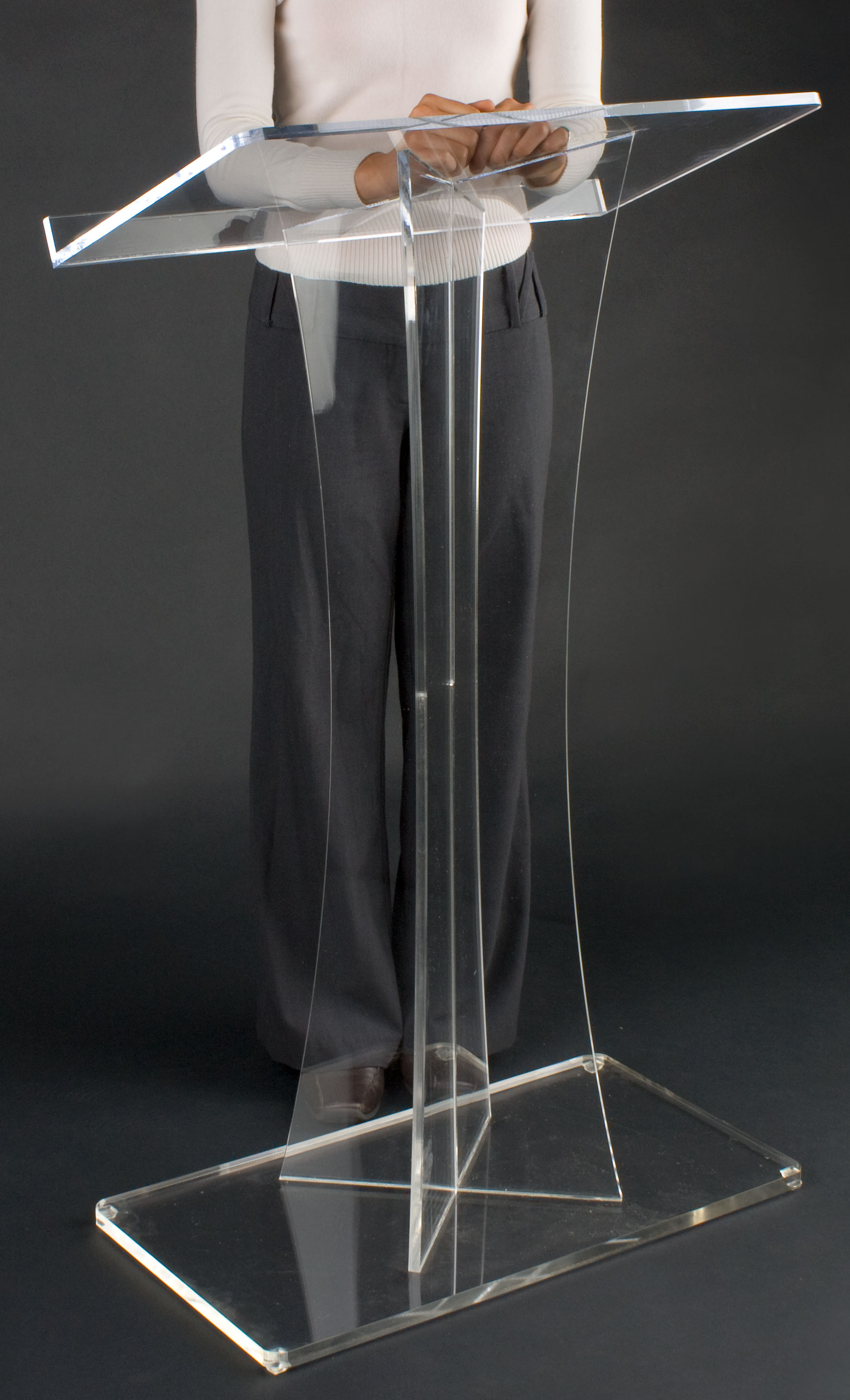 Floor Lectern | Thick Acrylic, "X" Style Design | Displays2Go