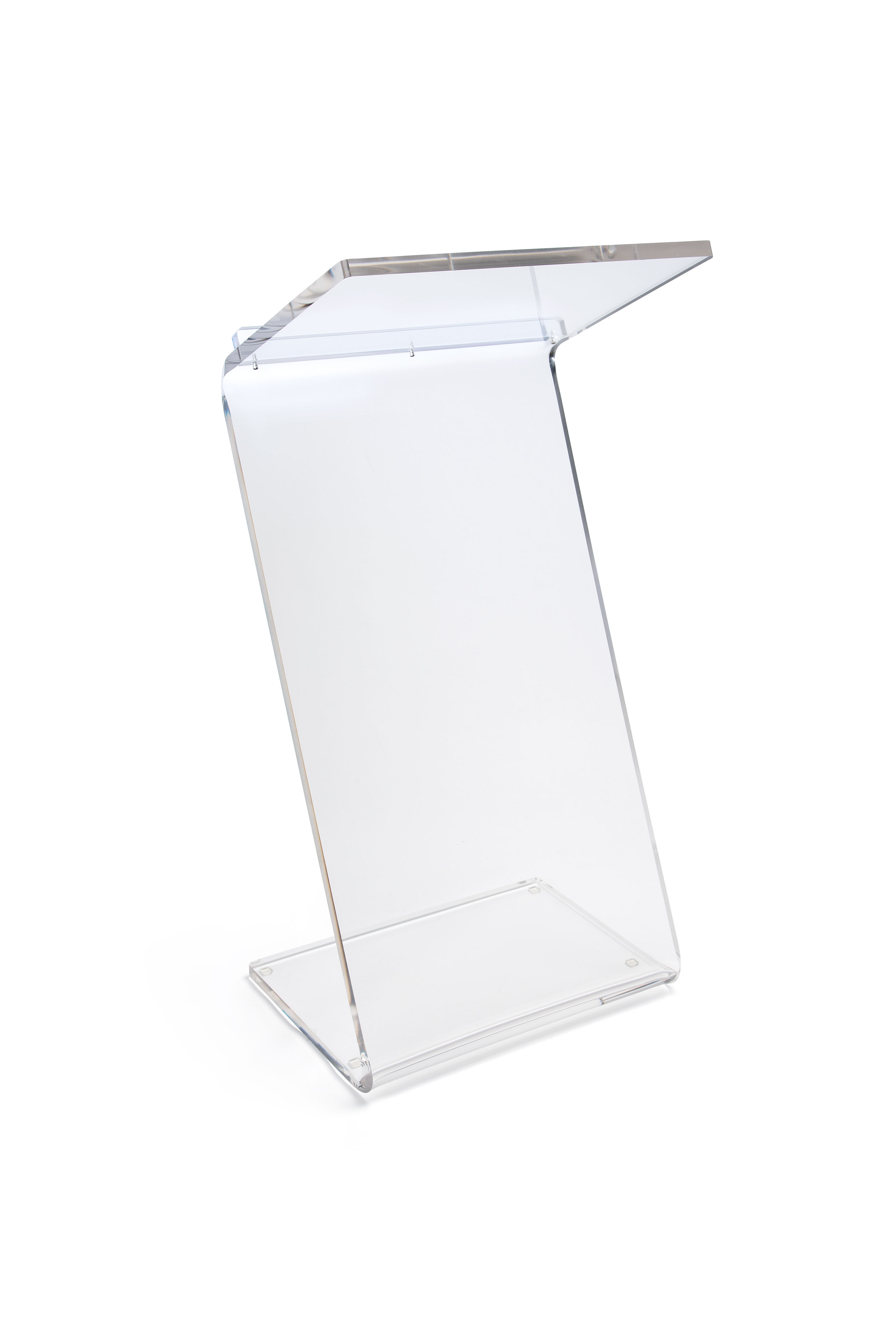 Clear Acrylic Z-shape Podium | Modern Design with Laptop Lip | Displays2Go