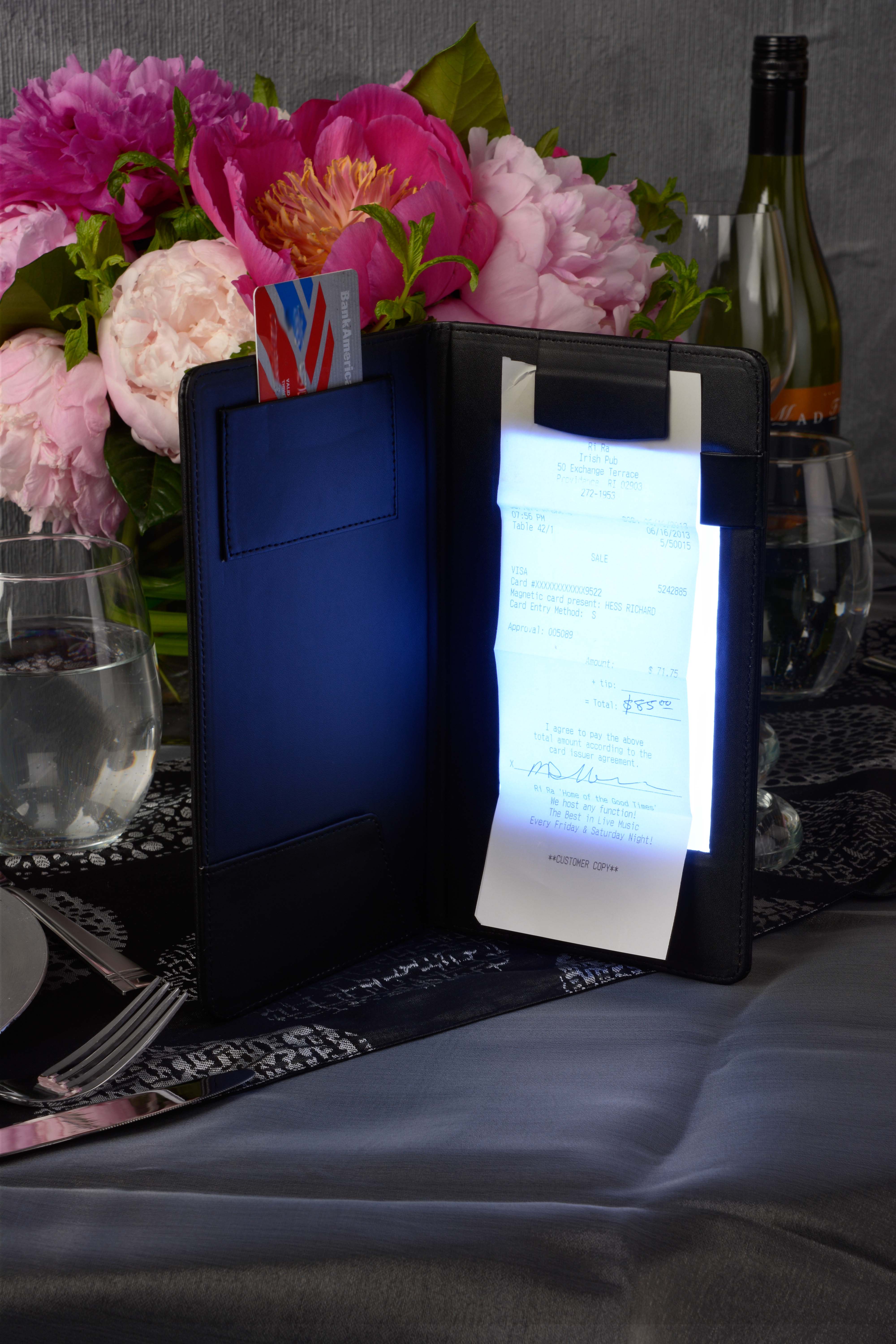 LED Check Presenter | Magnetic Bill Holder Clasp & Card Slot | Displays2Go