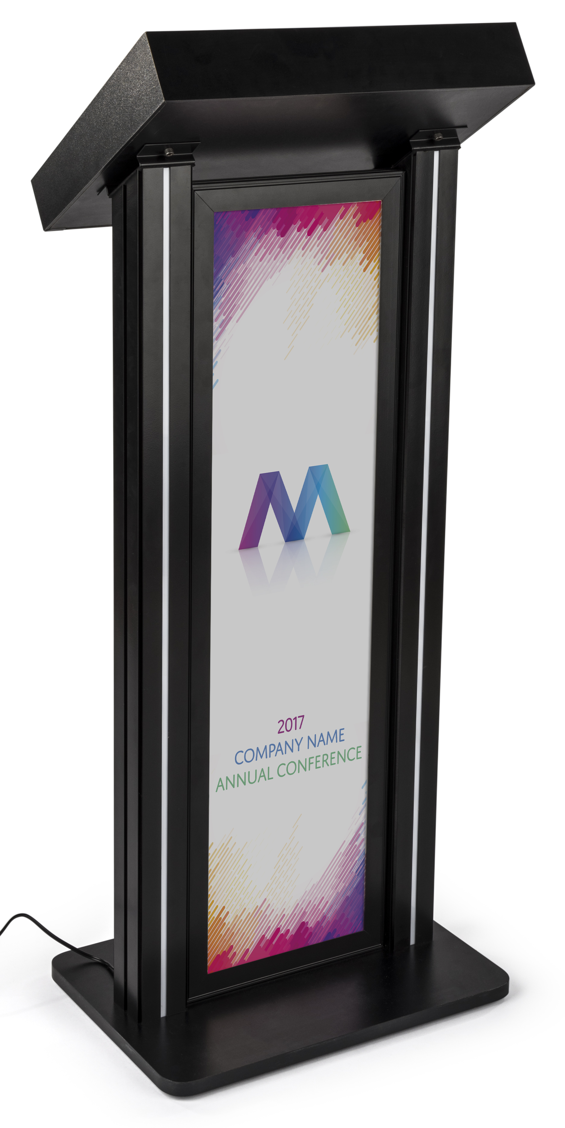 LED Podium with Graphic | Pull Out Drawer | Displays2Go