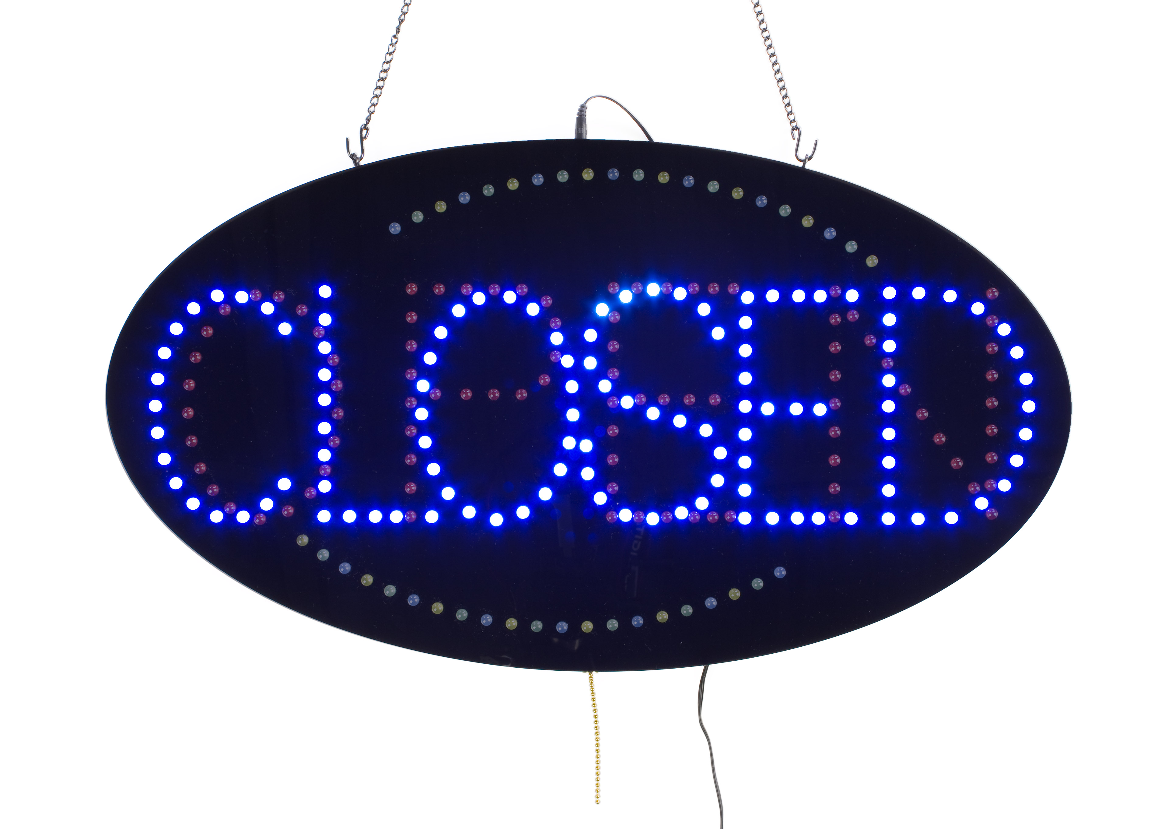 Oval Open/Closed LED Signs | Red, Blue & Green Animation | Displays2Go