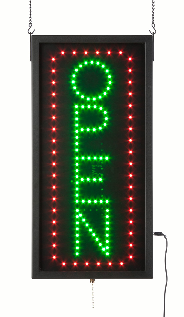 Open LED Sign | Green & Red Window Neon Animation | Displays2Go