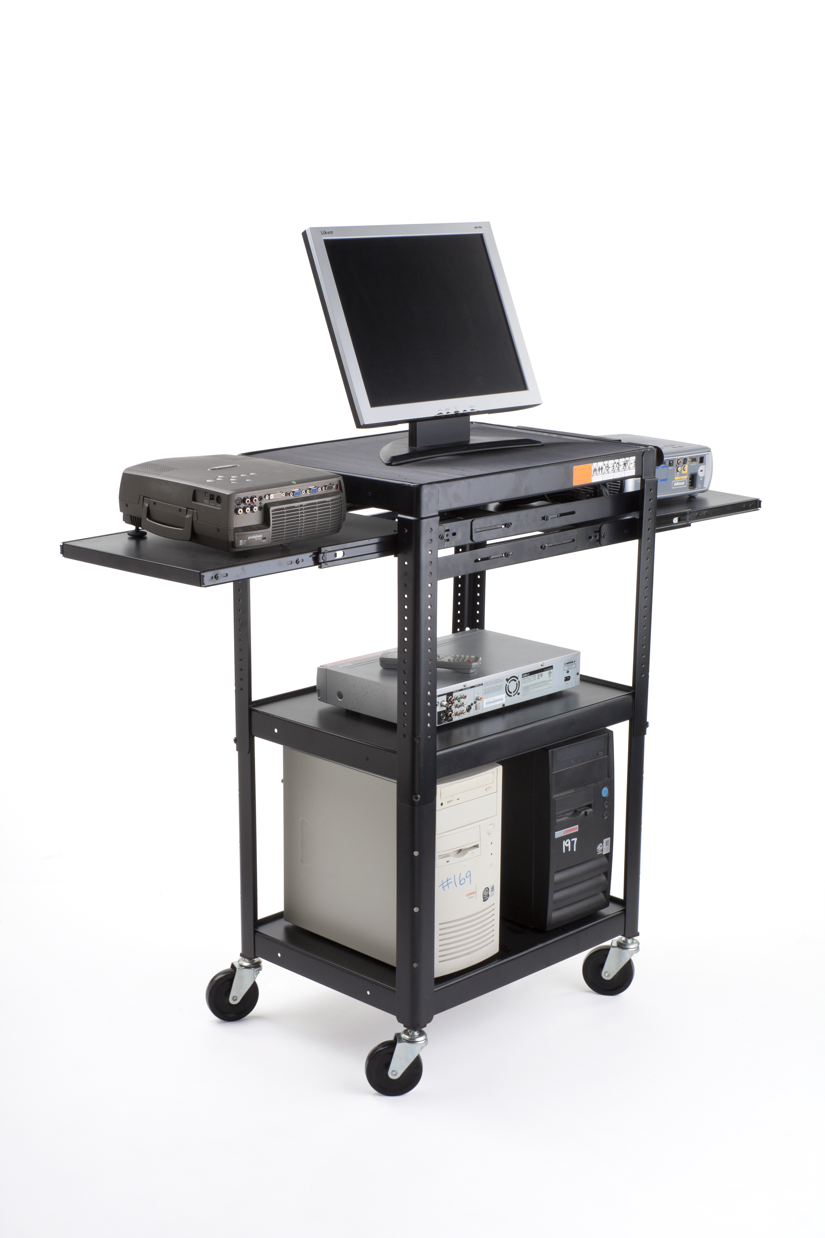 Audio Visual Carts | Mobile Media Trolleys w/ Extending Trays | Displays2Go