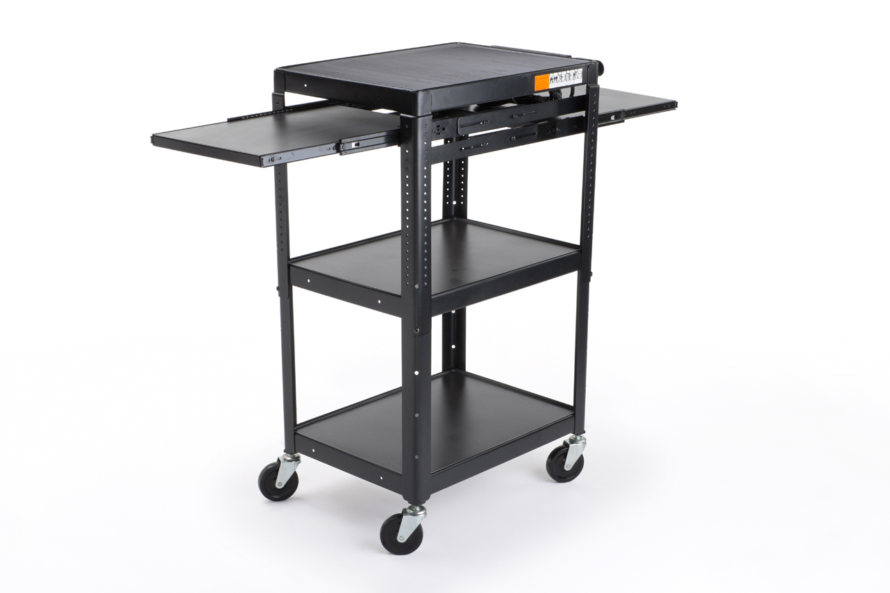 Audio Visual Carts | Mobile Media Trolleys w/ Extending Trays | Displays2Go