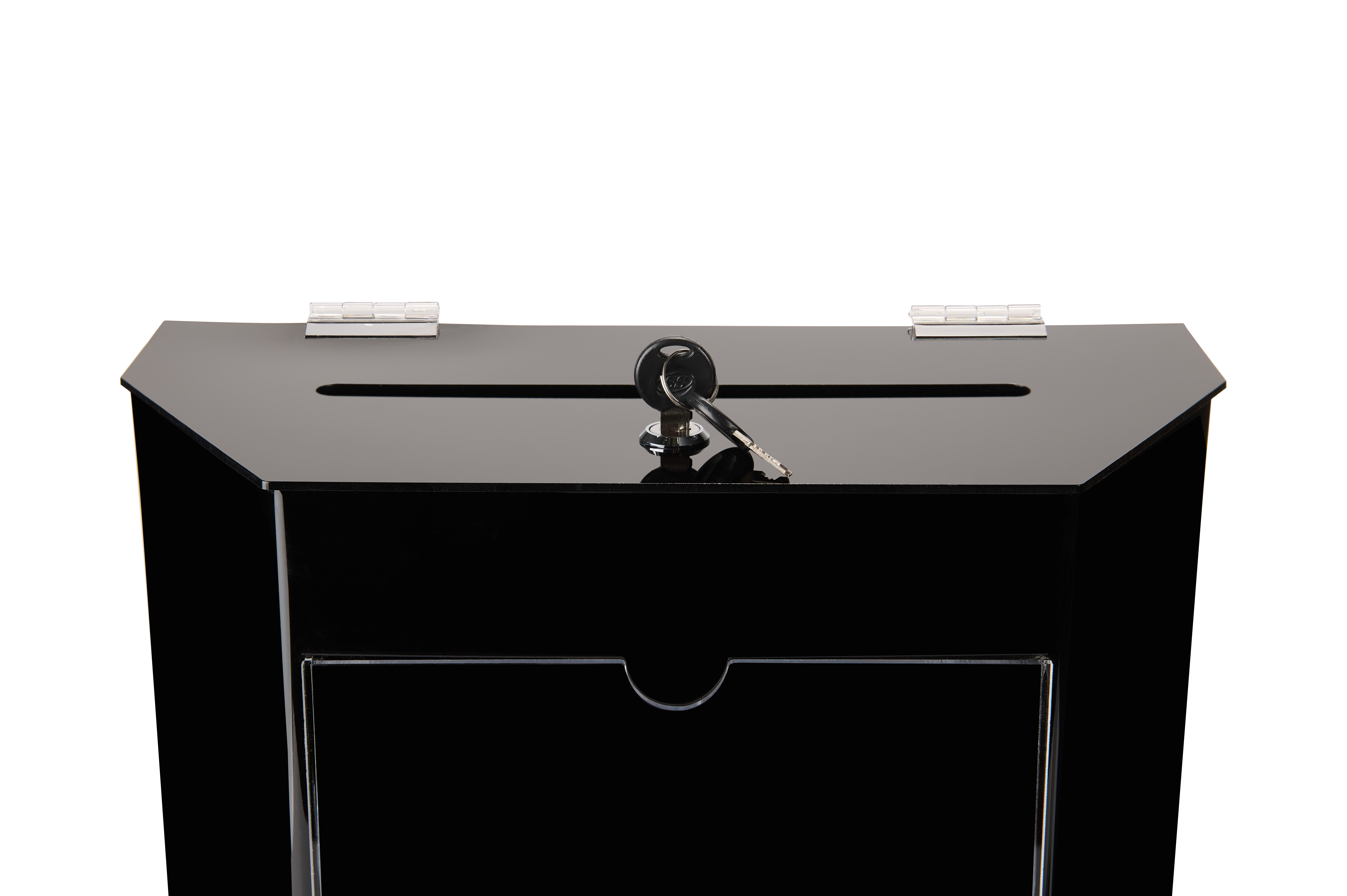 Black Suggestion Box with 2 Pockets | Locking | Displays2Go
