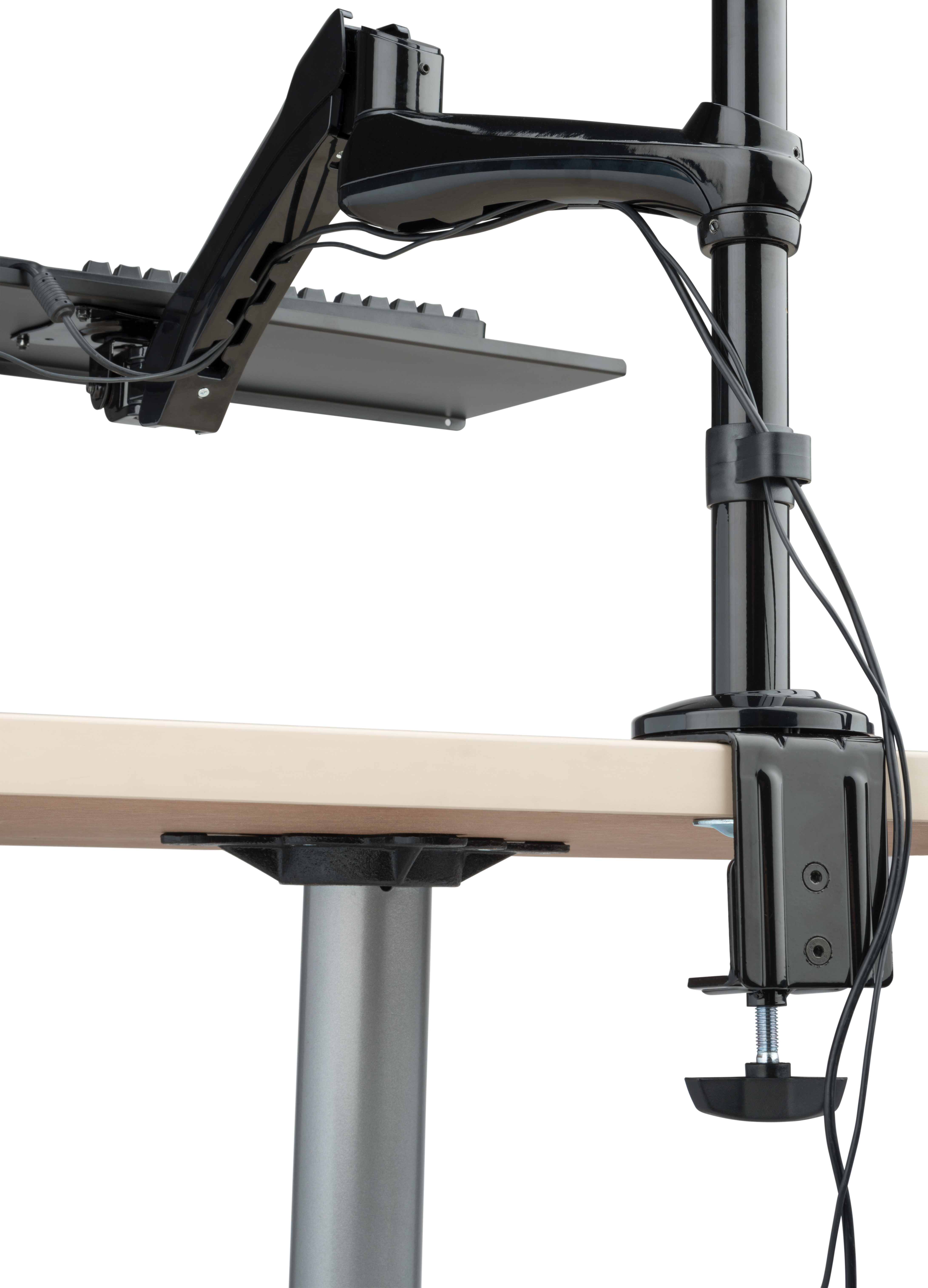 Sit Stand Monitor Arm | Desk Clamp & Grommet Base Included | Displays2Go