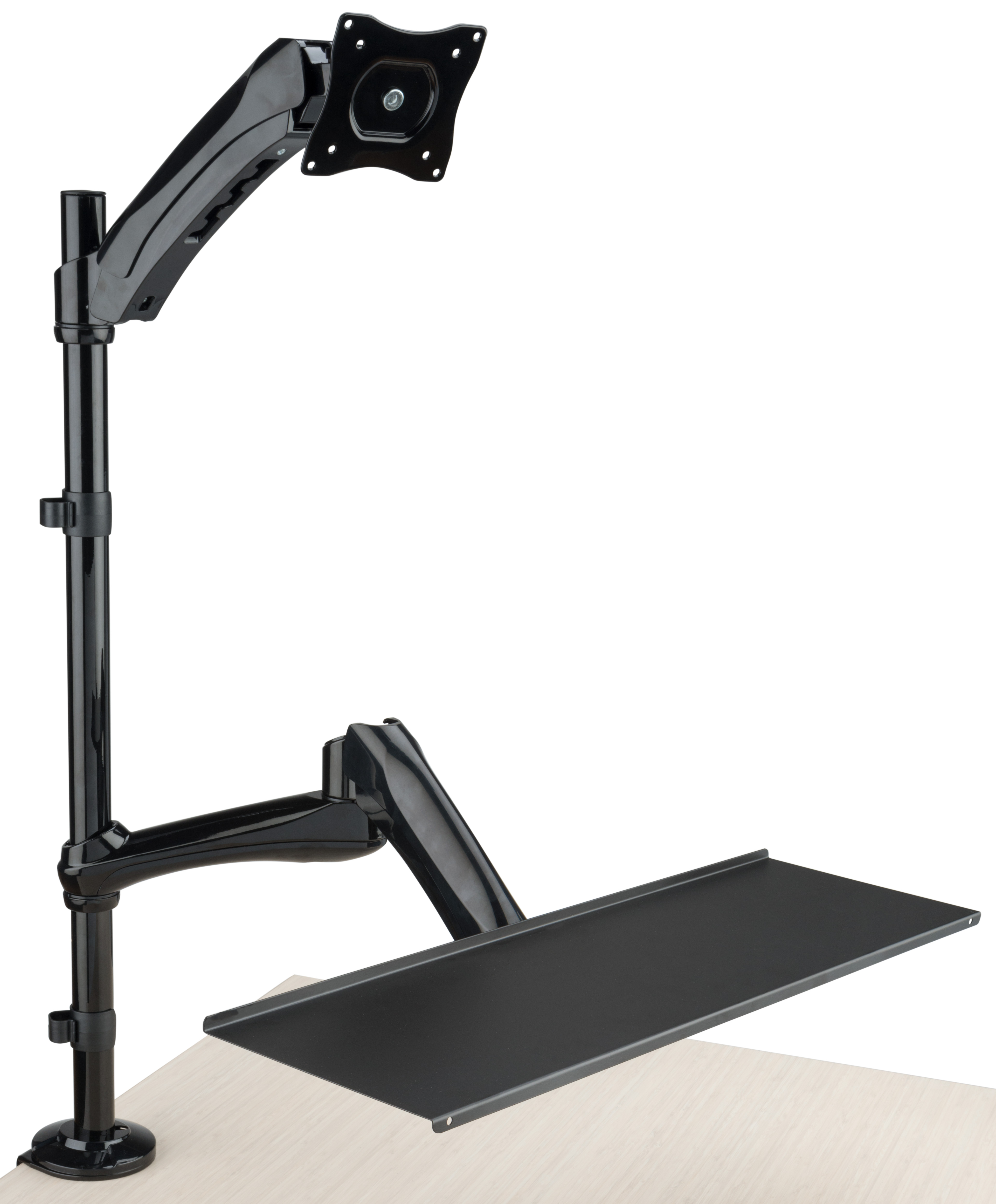 Sit Stand Monitor Arm | Desk Clamp & Grommet Base Included | Displays2Go