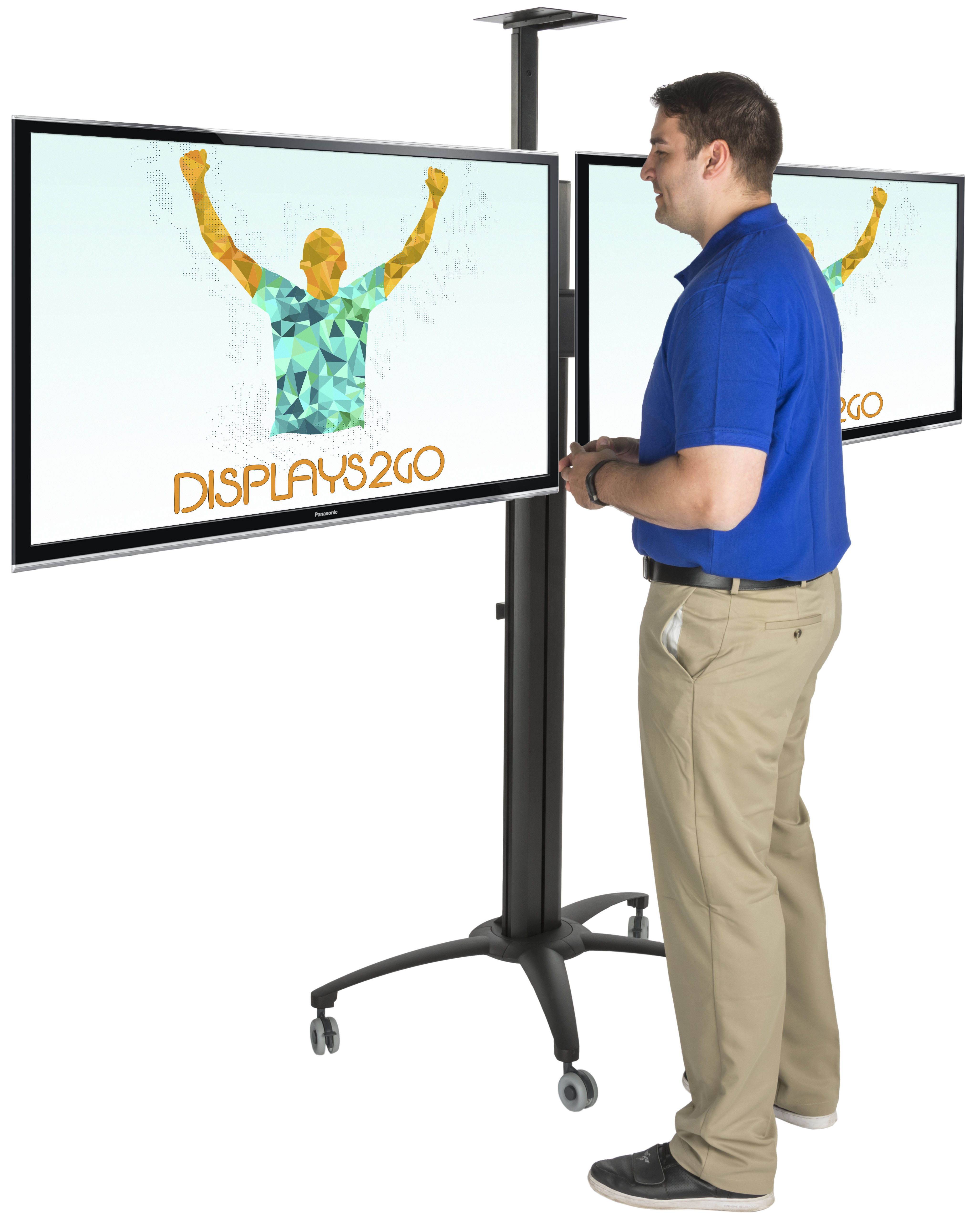 Industrial TV Stand with Case | Supports 2 Flat Panel Monitors ...