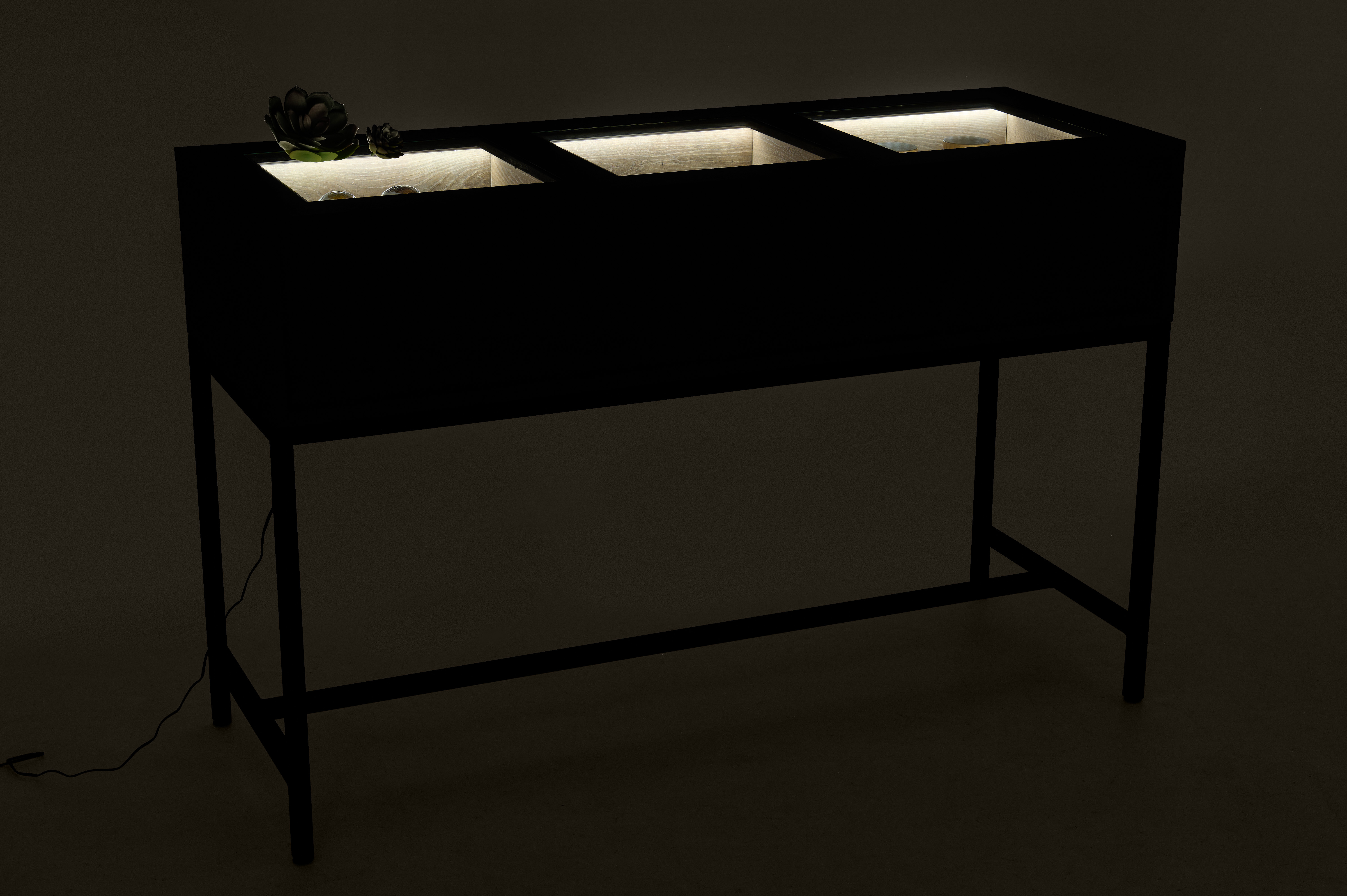Glass Top Retail Console Table | Black Steel Base | Displays2Go